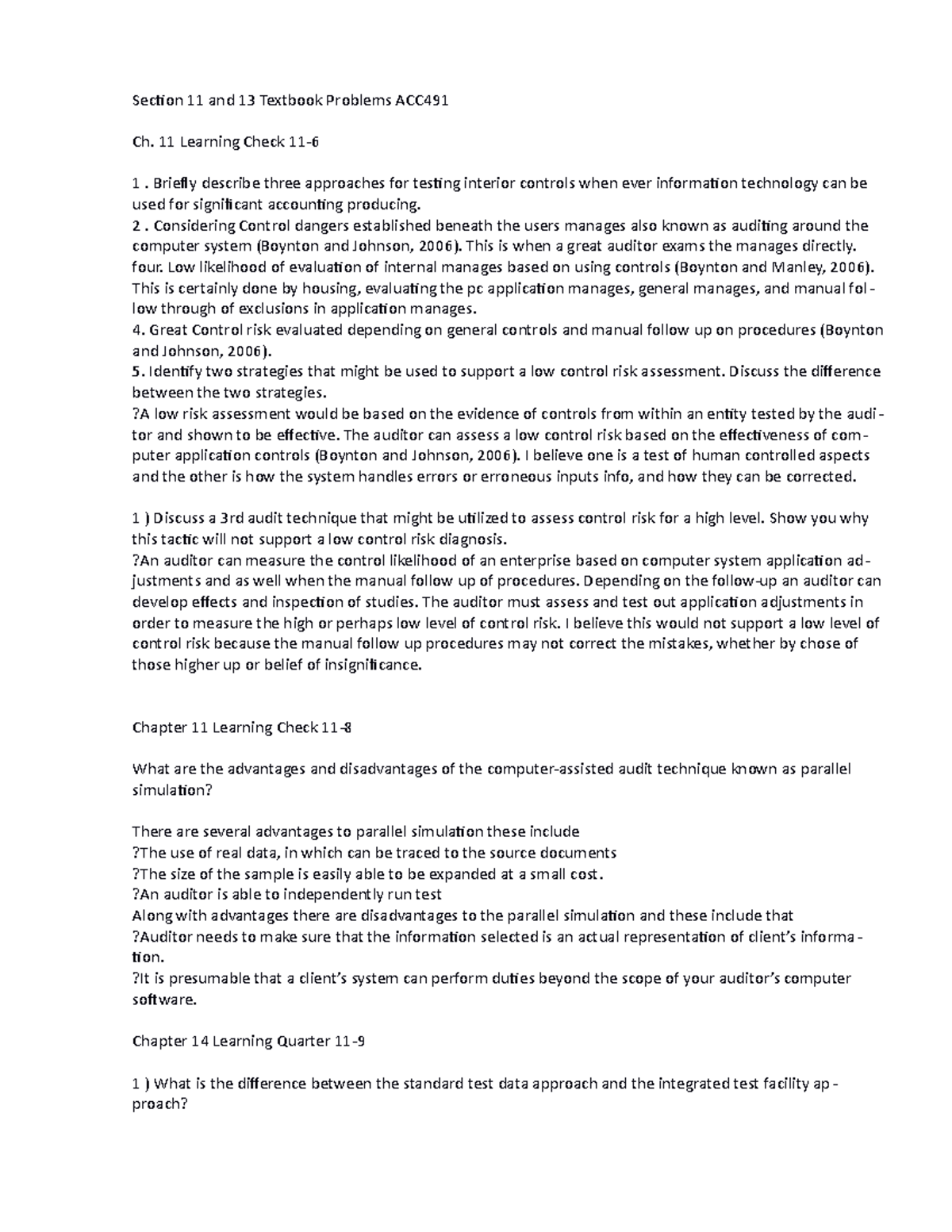 BUS 303 11 and 13 Textbook Problems ACC4911 - Section 11 and 13 ...