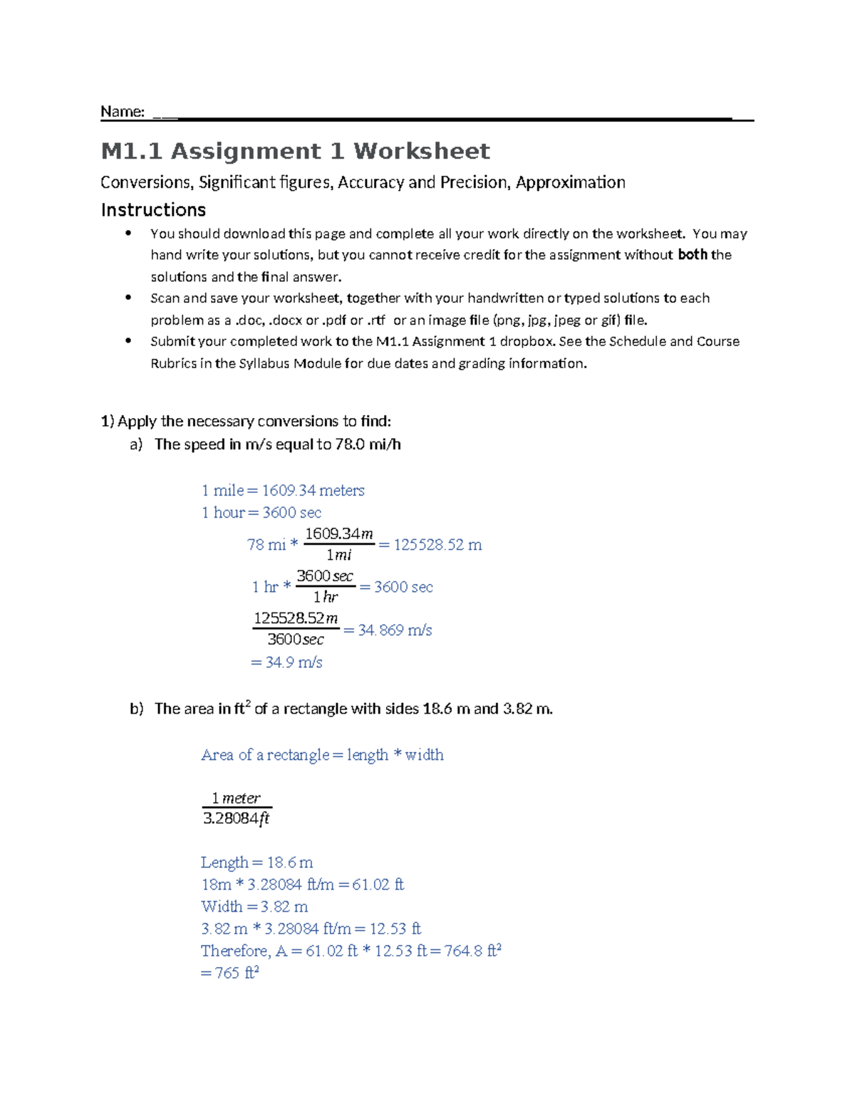 M 1.1 Assignment - m1.1 - Name: ___ _______________________________________ M1 Assignment 1 ...