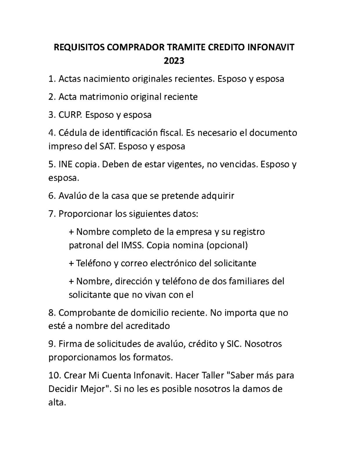 Requisitos Comprador Tramite Credito Infonavit 2023 - REQUISITOS ...