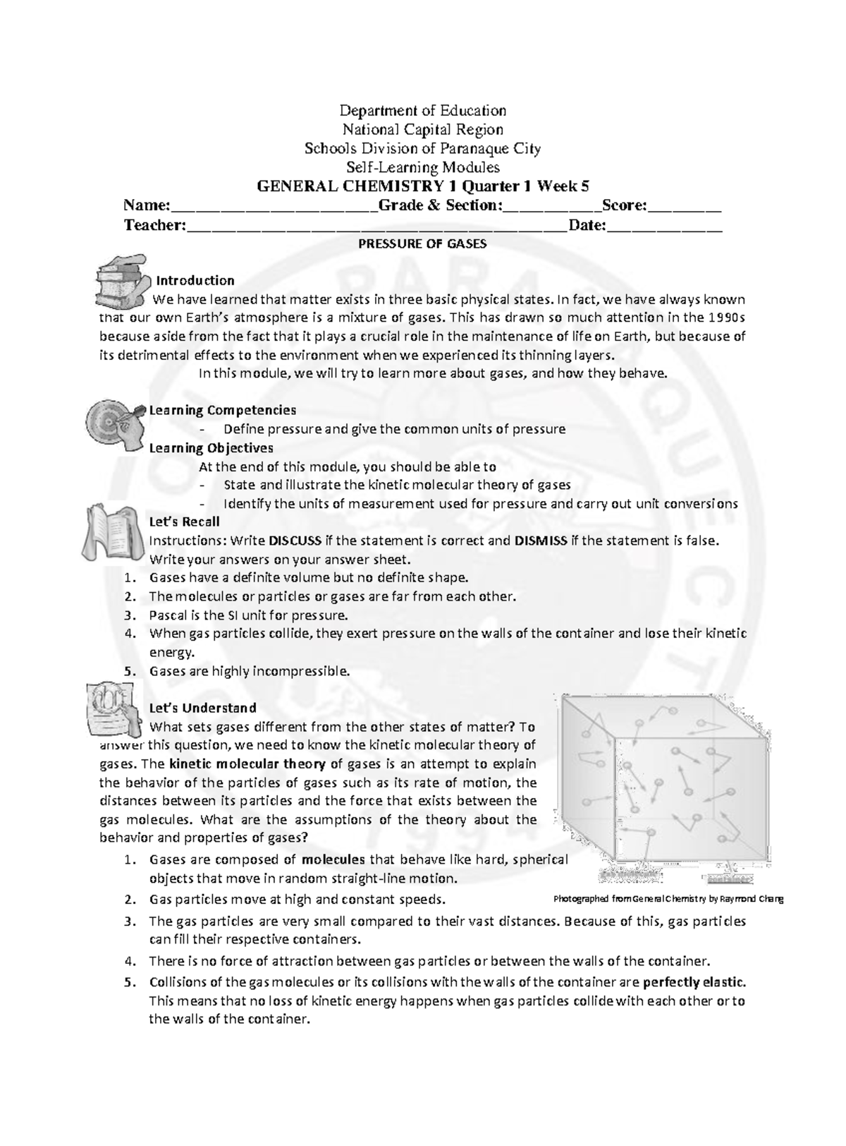 Module-5_Week-5_Chem1 - Department of Education National Capital Region Schools Division of ...