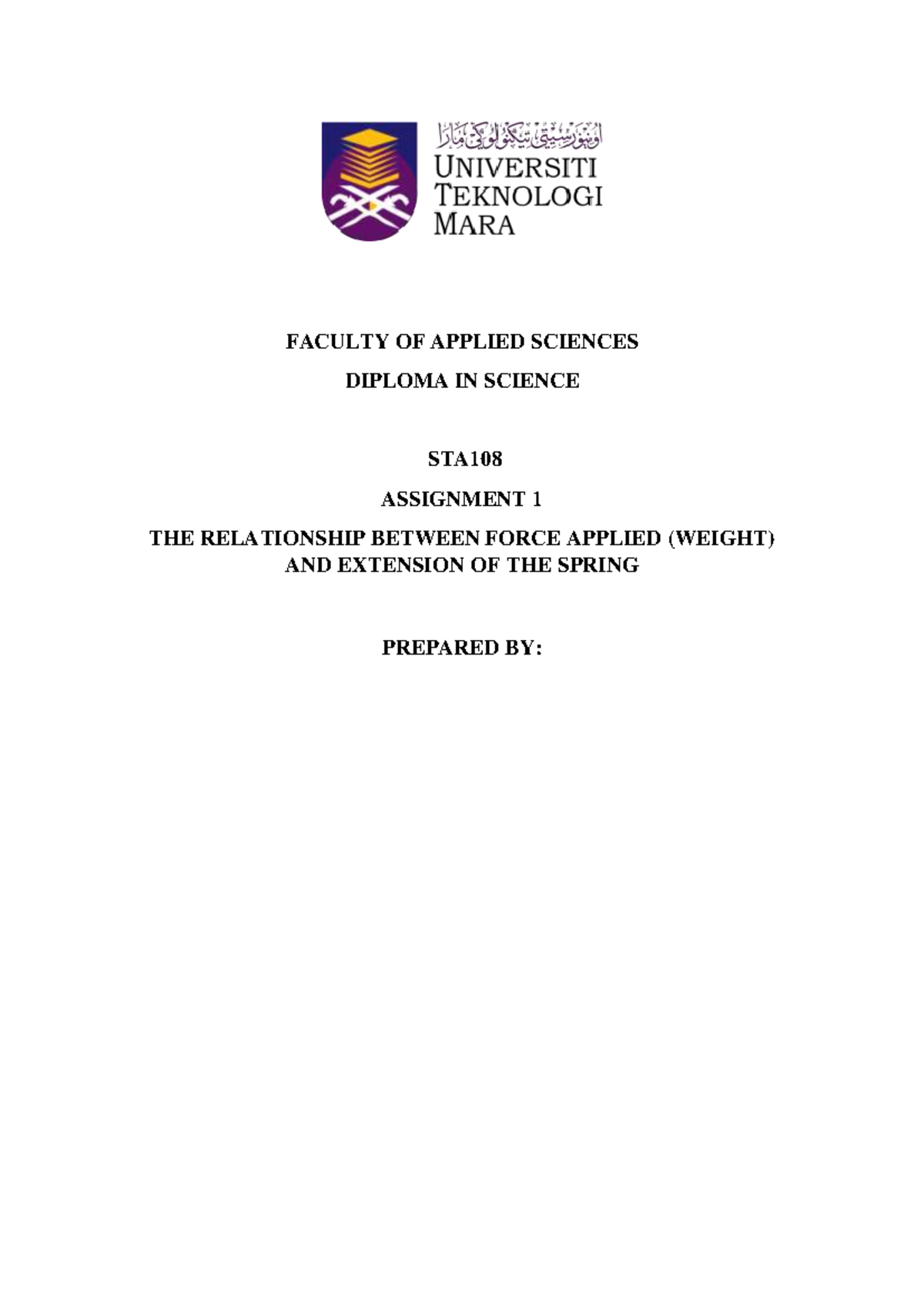 STA108 Assignment - THIS IS A LAB REPORT THAT CAN BE USED AS A - Studocu