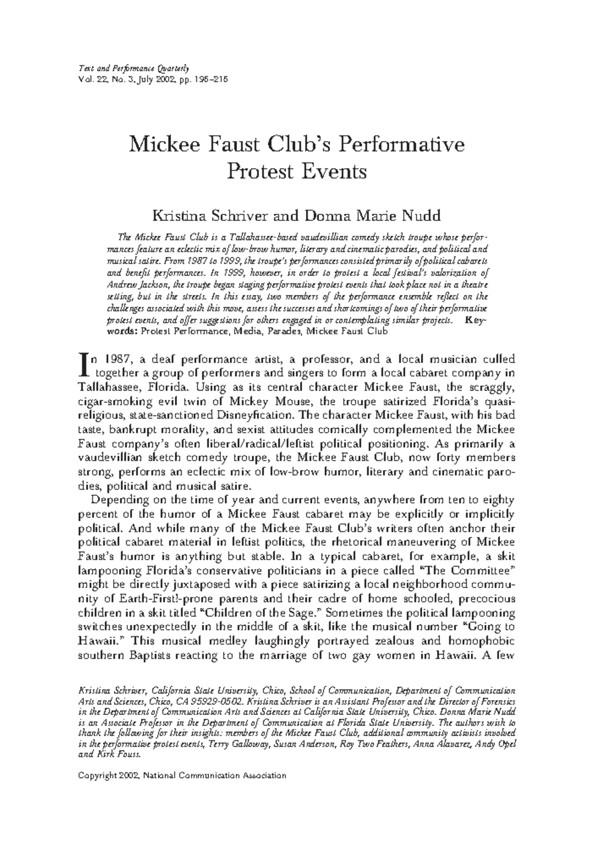 Mickee Faust Club’s Performative Protest Events - Mickee Faust Club’s ...
