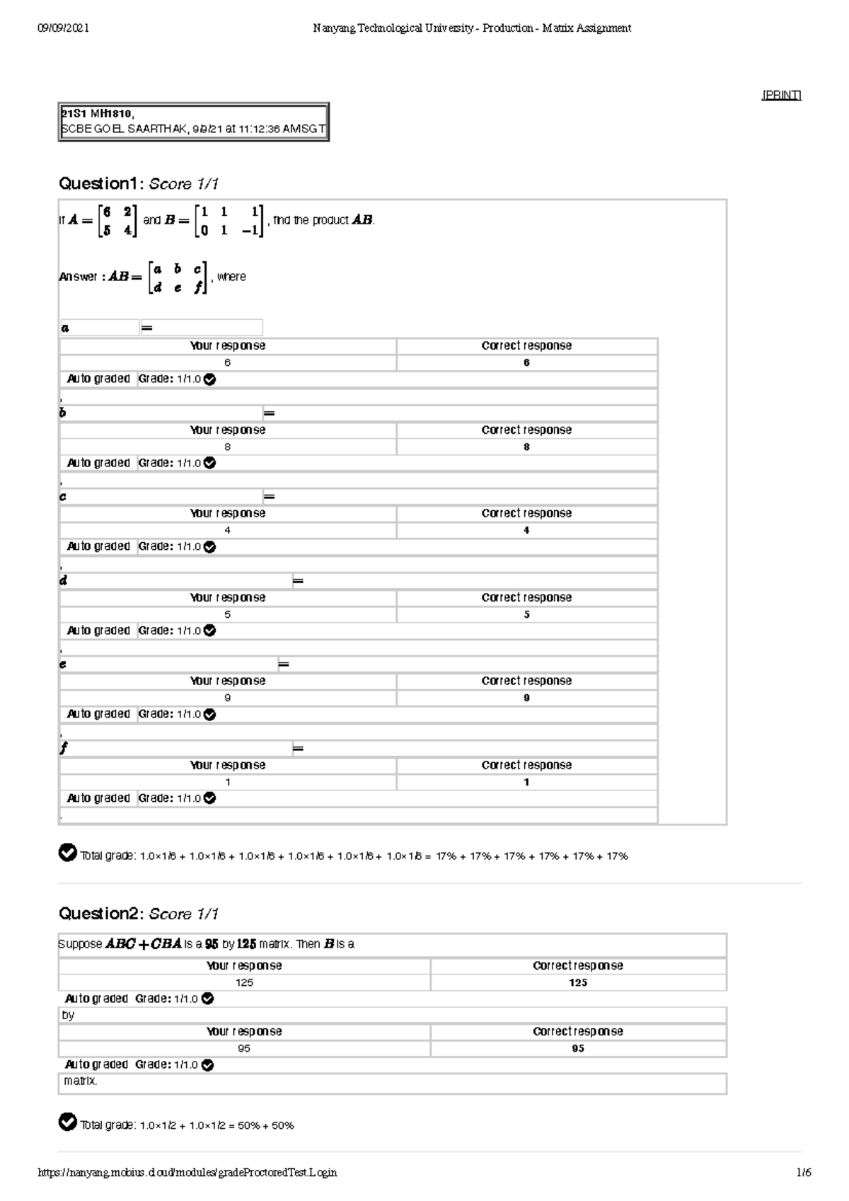 OA3- Matrices MH1801 - [PRINT] 21S1 MH1810 , SCBE GOEL SAARTHAK, 9/9/21 ...