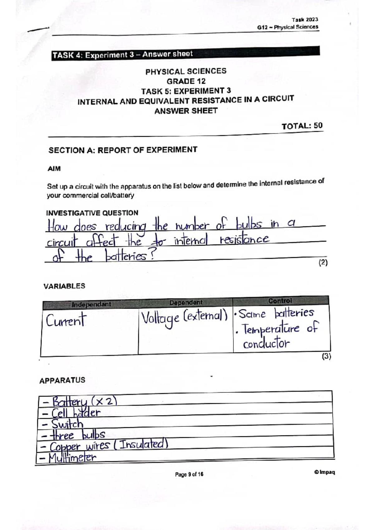 Internal resistance investigation - LS 12 - Studocu