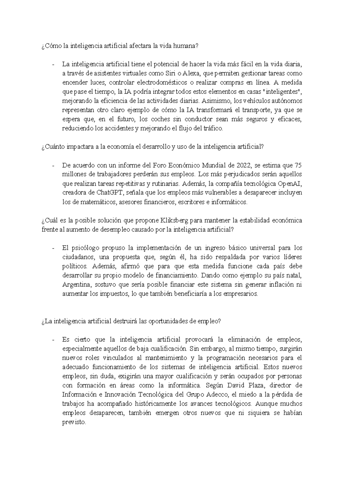Preguntas sobre IA - ¿Cómo la inteligencia artificial afectara la vida ...