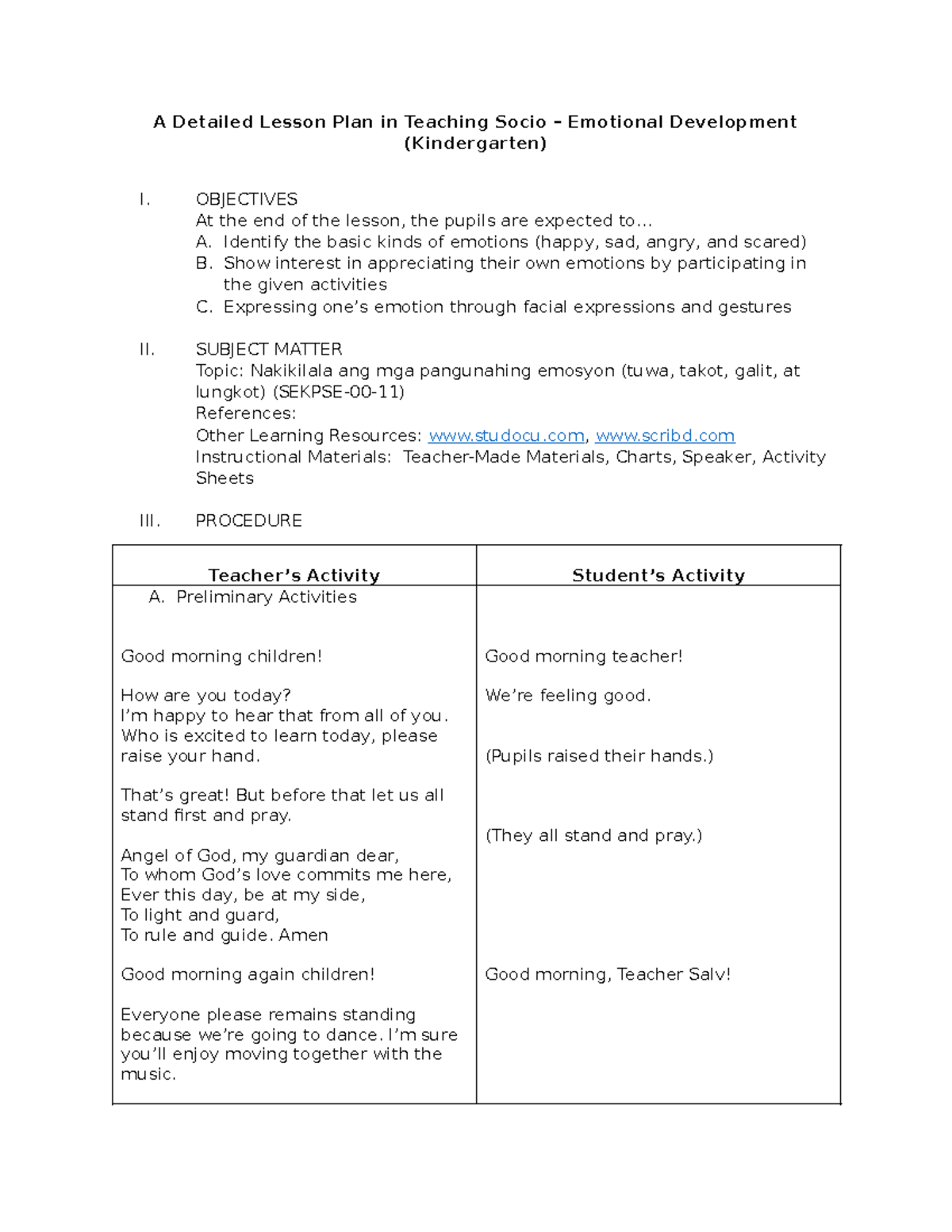 Emotion-LP - Detailed lesson plan for teaching emotions to ...