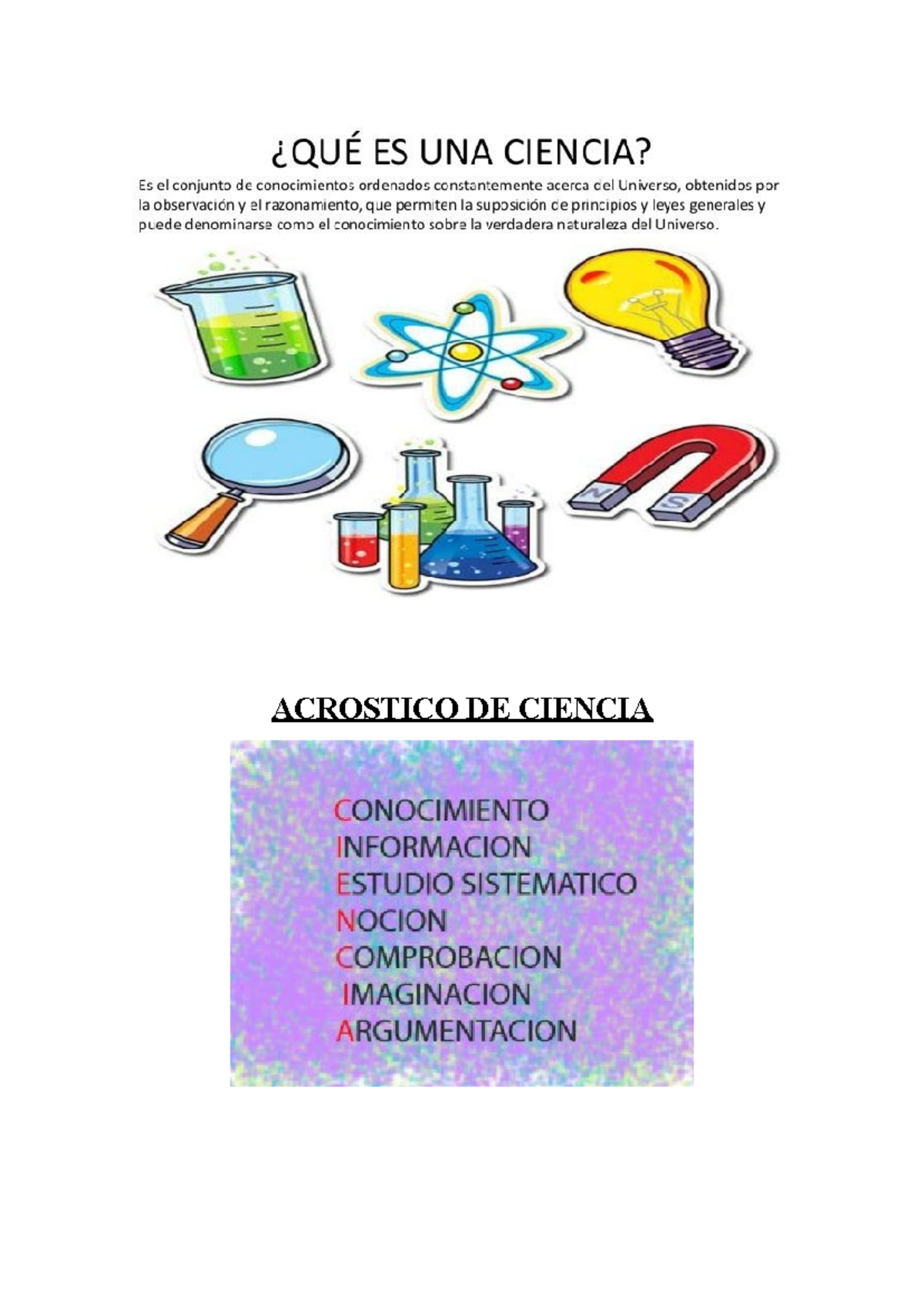 Acrostico DE Ciencia - matemática pura - ES UNA CIENCIA? Es el conjunto ...