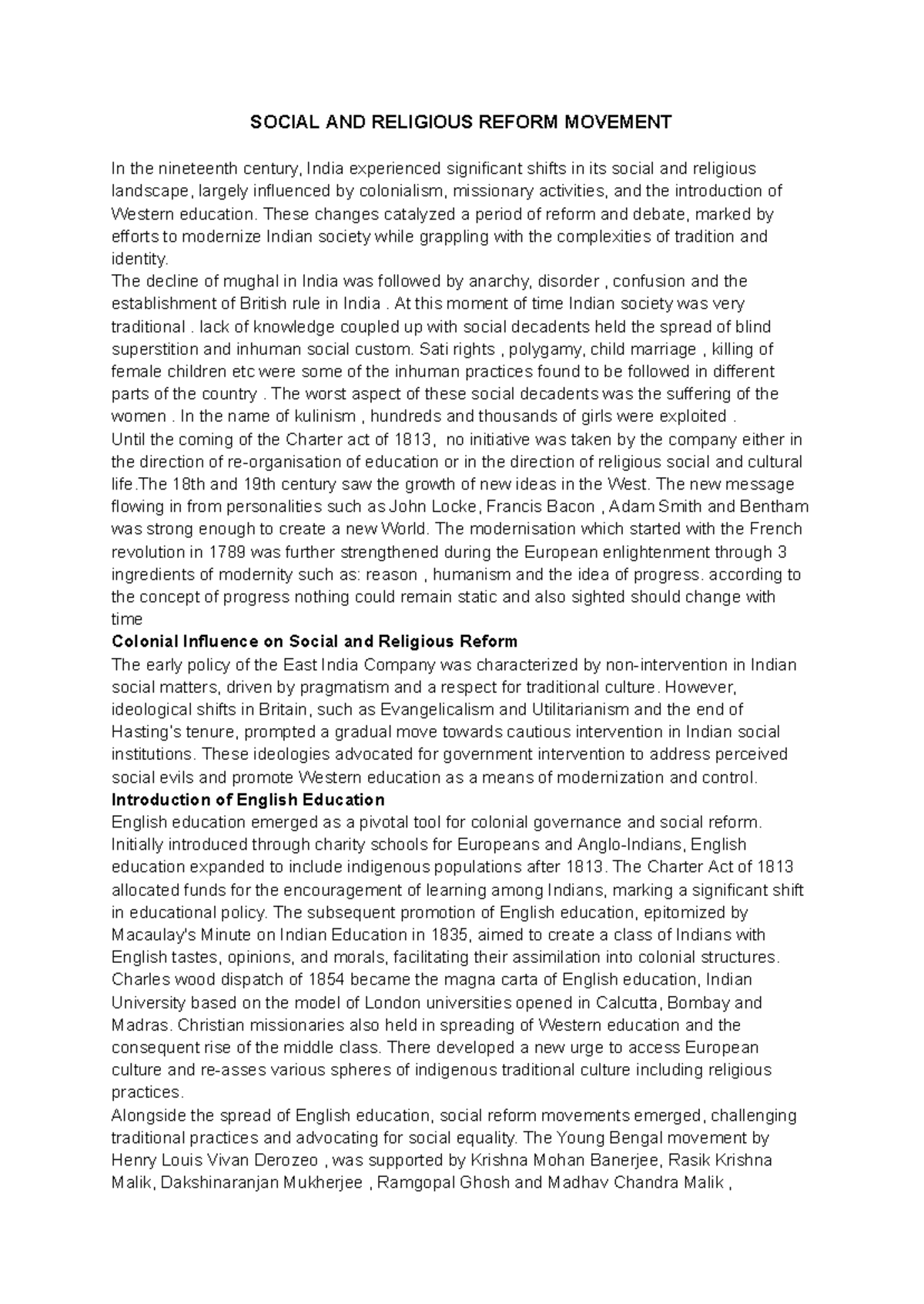 Religious AND Social Reform Movement - SOCIAL AND RELIGIOUS REFORM ...