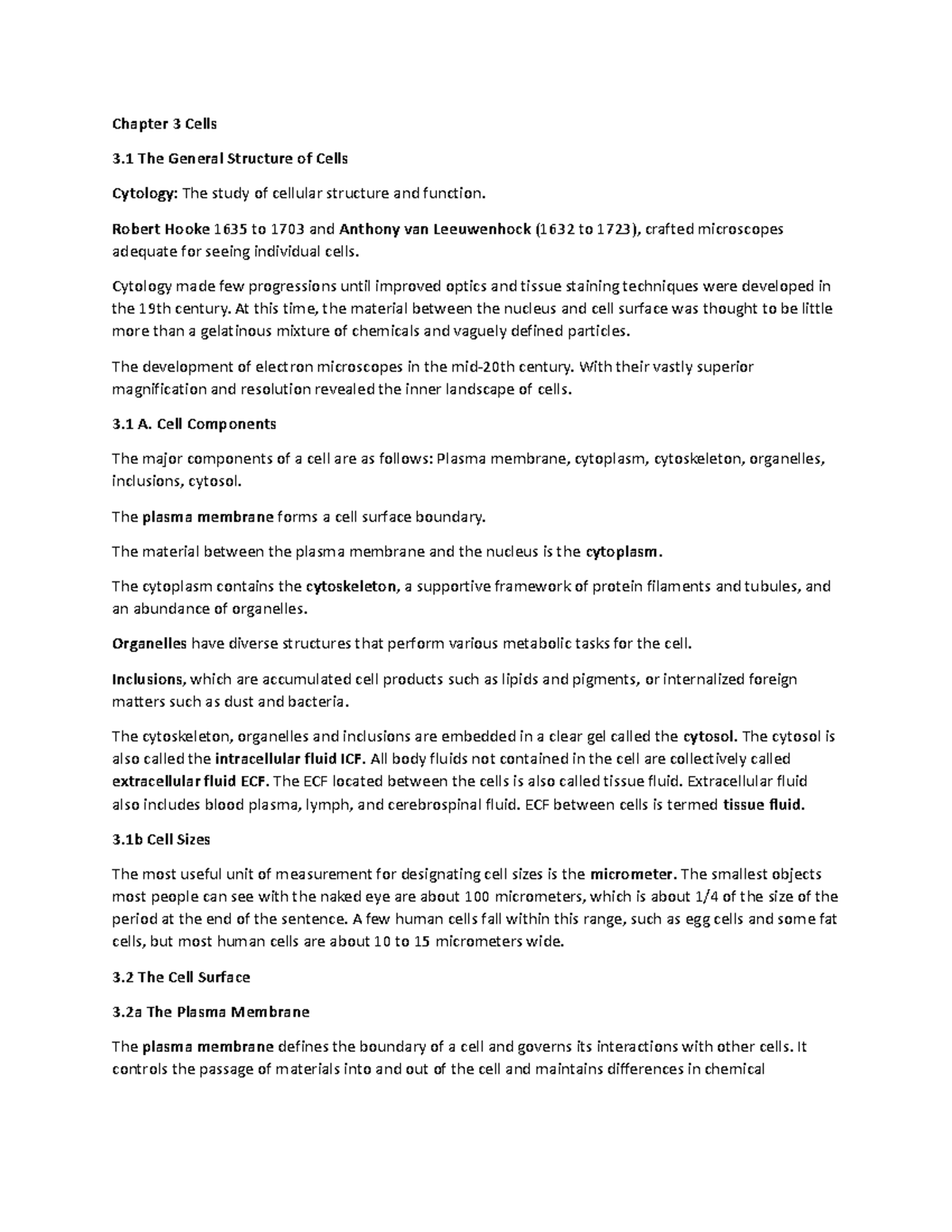 Anatomy and Physiology Chapter 3 - Chapter 3 Cells 3 The General ...