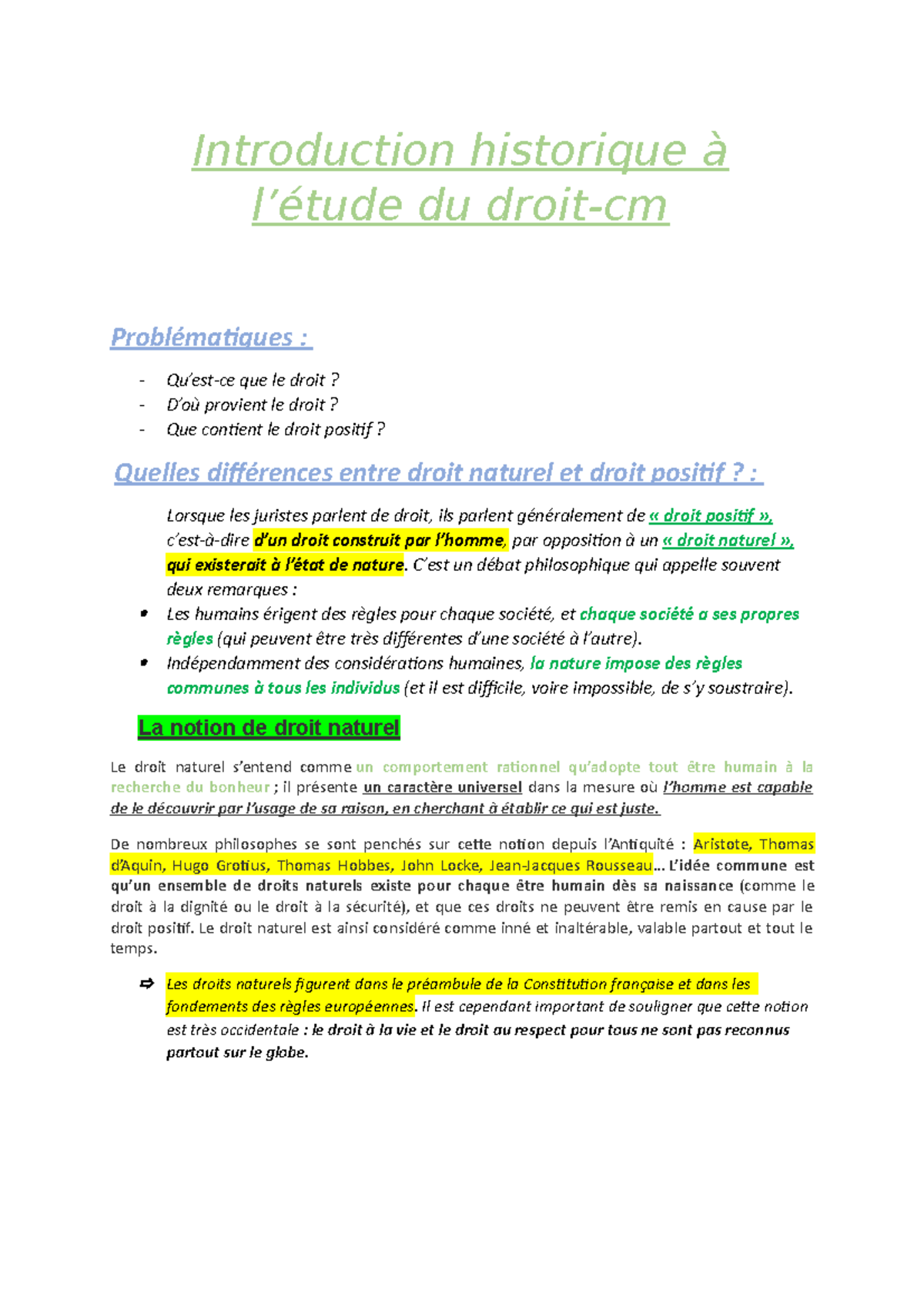 Introduction historique à l - Introduction historique à l’étude du droit-cm Problématiques ...