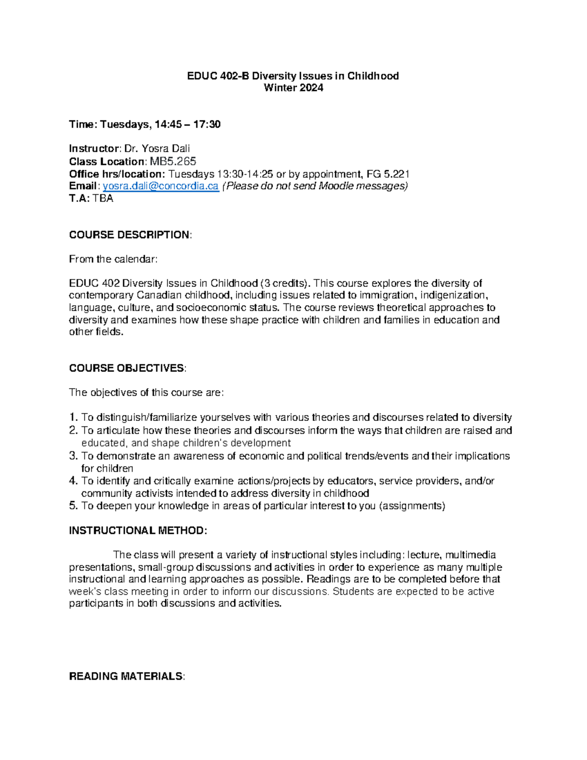 Outline educ402 Winter 24 PDF - EDUC 402 - B Diversity Issues in ...