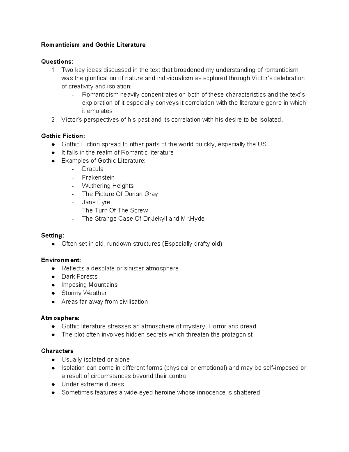 Edited Romanticism and Gothic Literature - Romanticism and Gothic ...