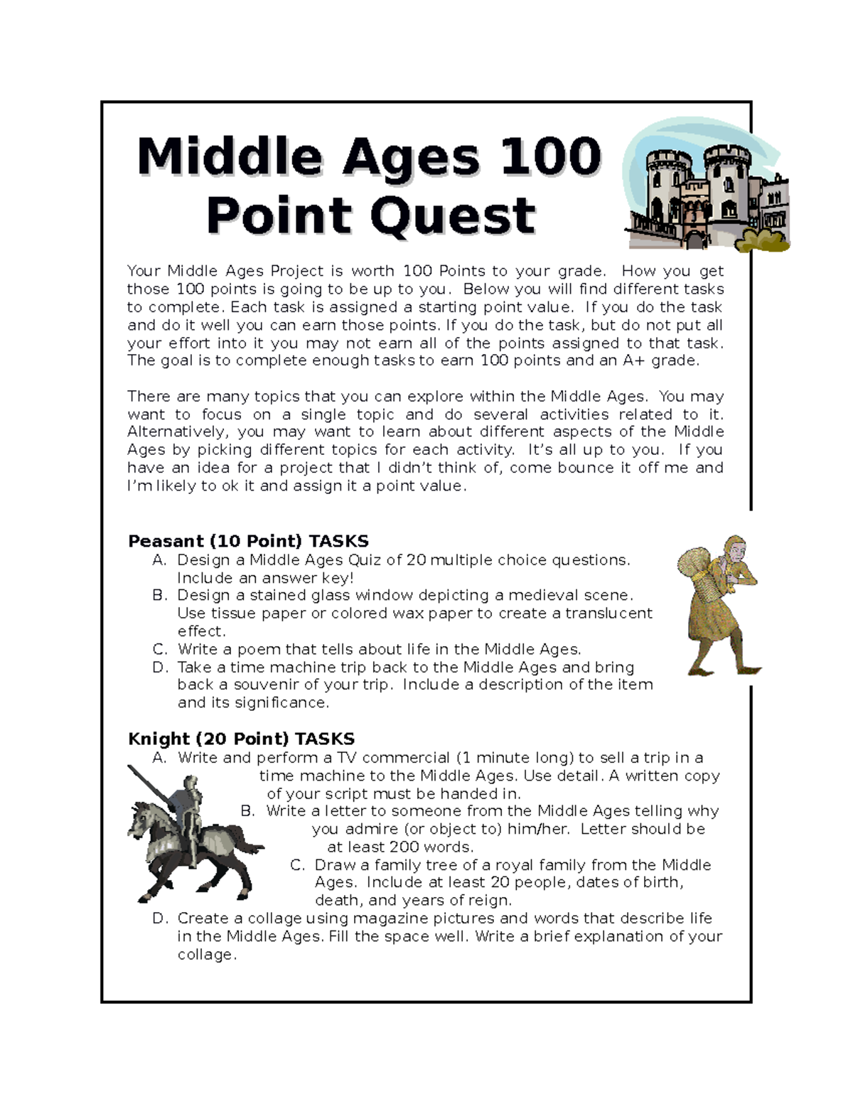 100 Point Project - hekp - Middle Ages 100Middle Ages 100 Point Quest Point Quest Your Middle ...