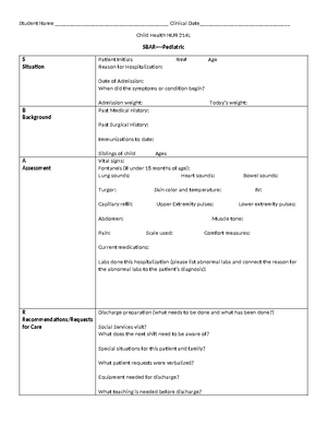 SBAR+ICN+Baby - SBAR - Student Name ...