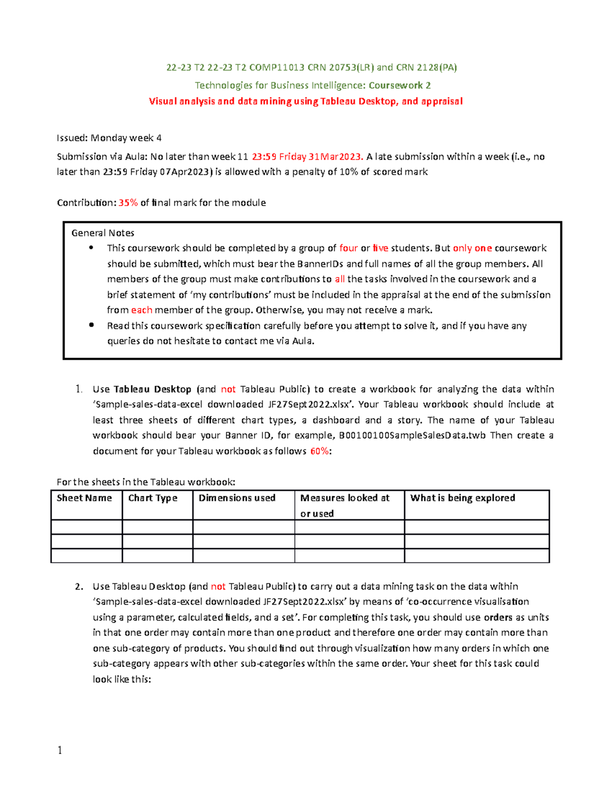 22-23 T2 COMP11013 CW2 Specification JF23Mar2023 - 22-23 T2 22-23 T2 COMP11013 CRN 20753(LR) and ...