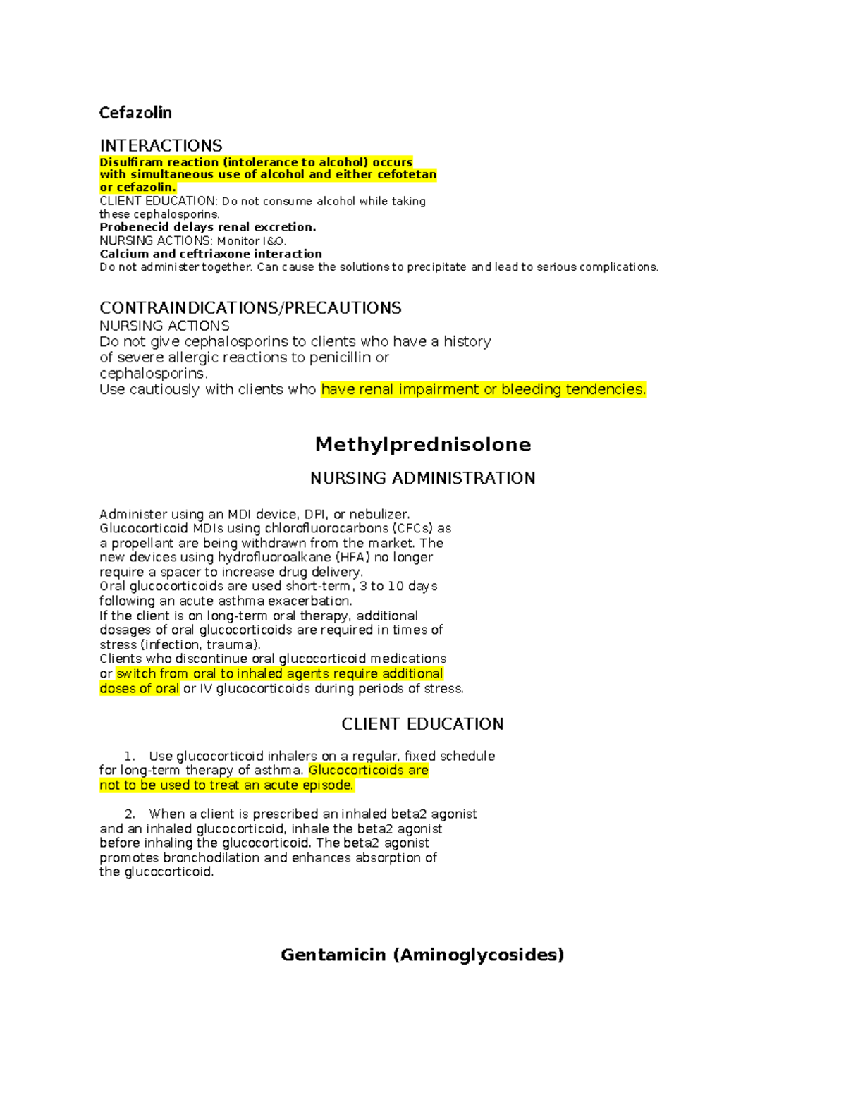Final Review A ok - q111111111 - Cefazolin INTERACTIONS Disulfiram ...
