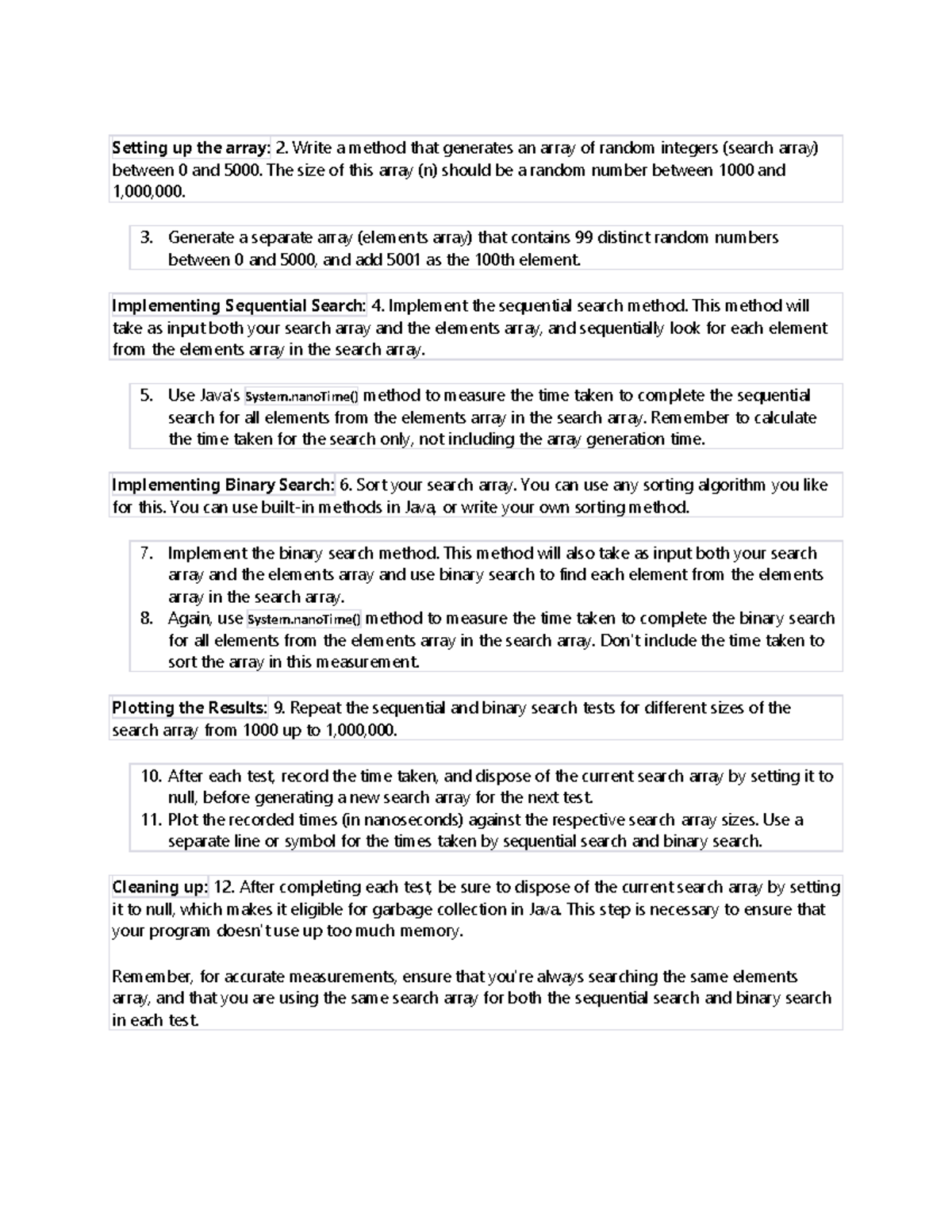 Assignment 4 - exercise questions - Setting up the array: 2. Write a ...