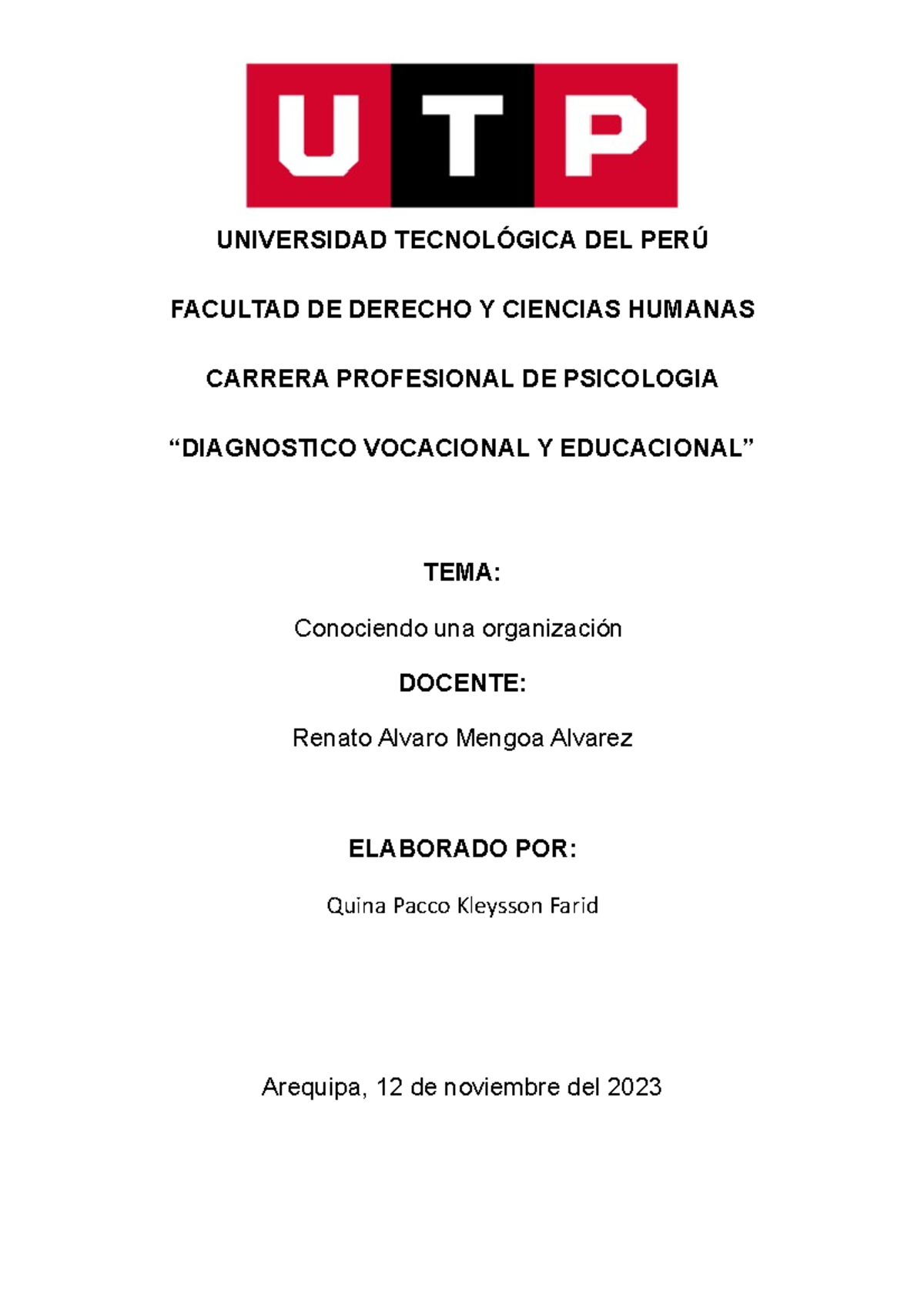 SO13 Psicologia organizacional - UNIVERSIDAD TECNOLÓGICA DEL PERÚ ...