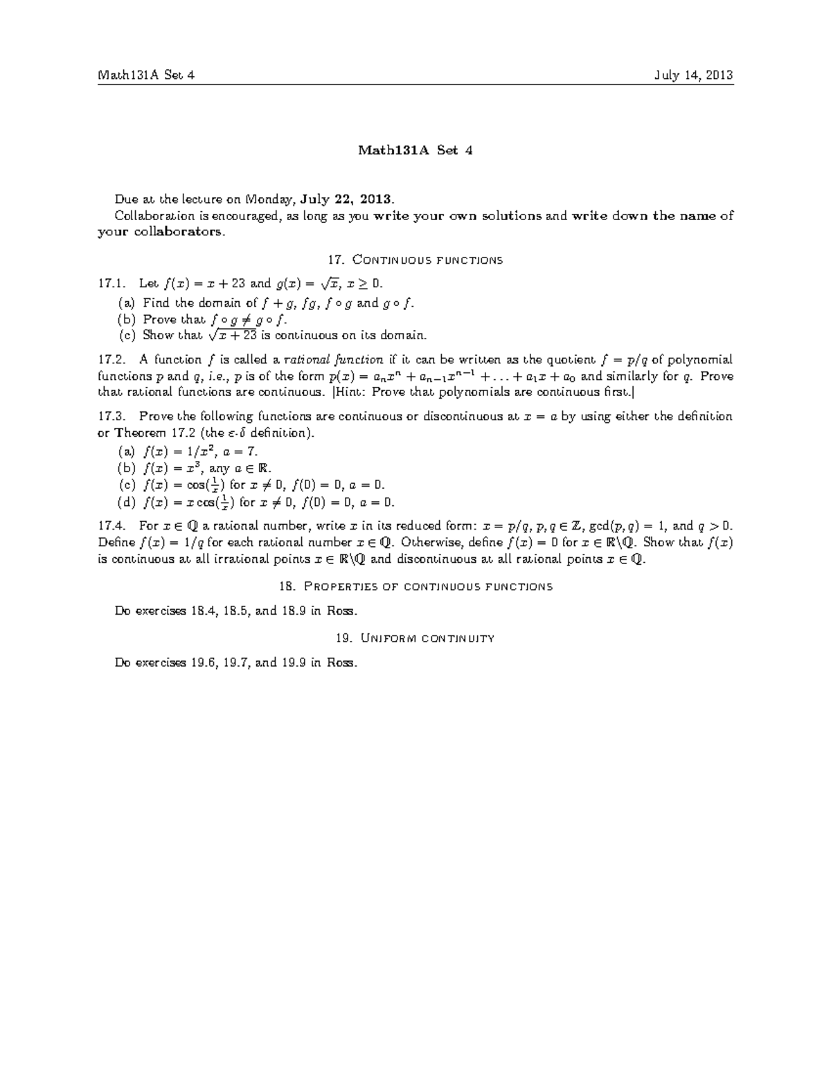 Ma131a.4 HW4 - homework - Math131A Set 4 July 14, 2013 Math131A Set 4 Due at the lecture on ...