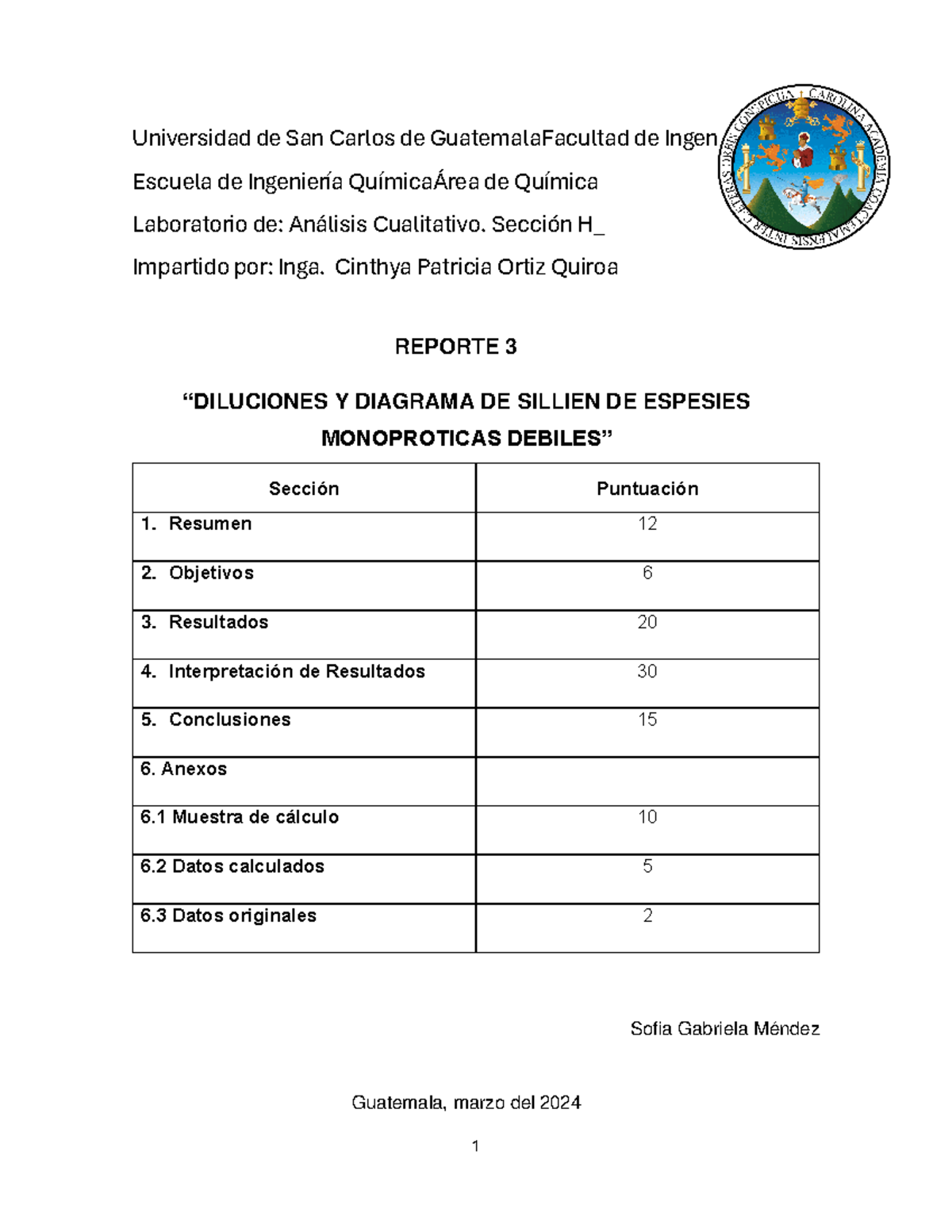Reporte 3 Analisis Cualitativo - Universidad de San Carlos de GuatemalaFacultad de Ingeniería ...
