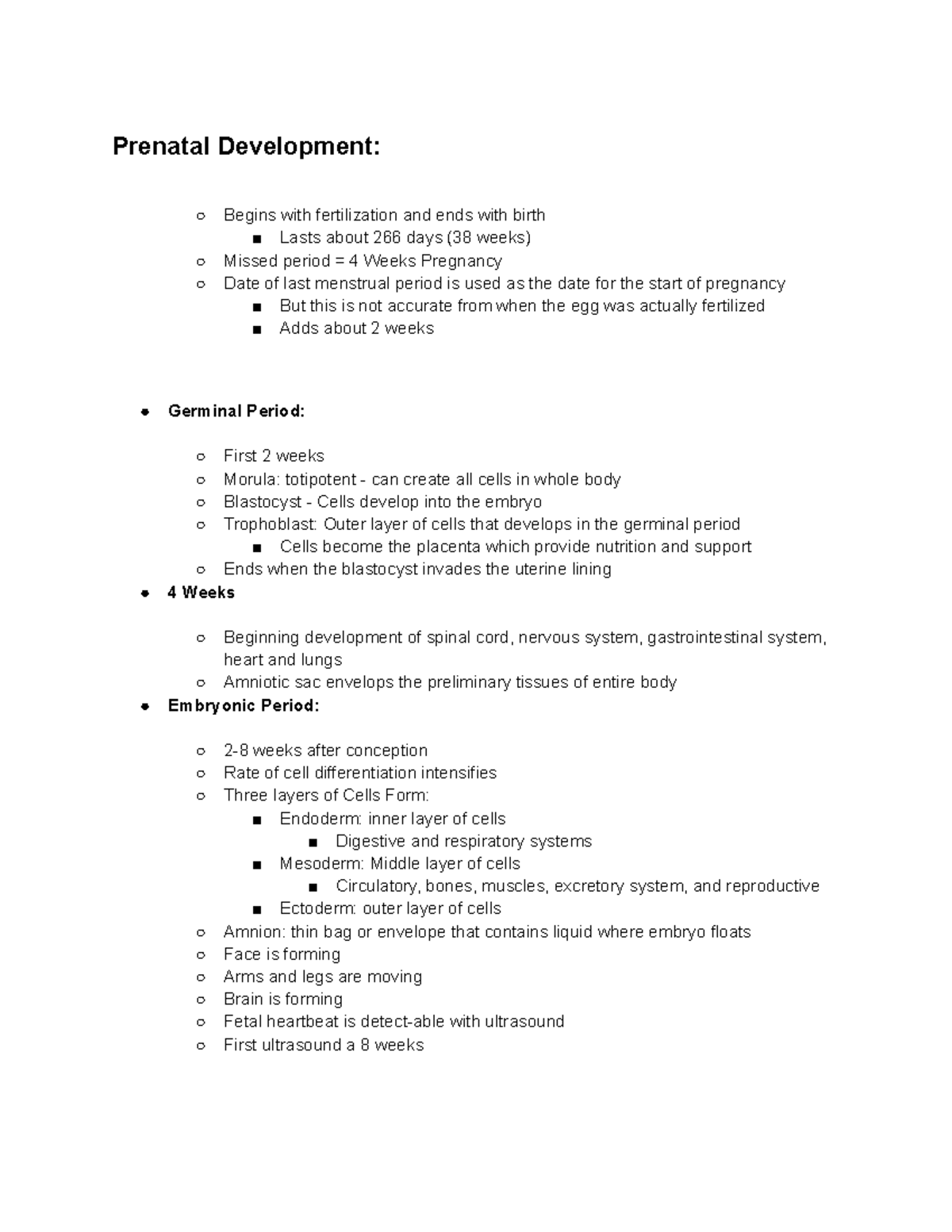Developmental Psychology Notes: Prenatal Development - Prenatal ...