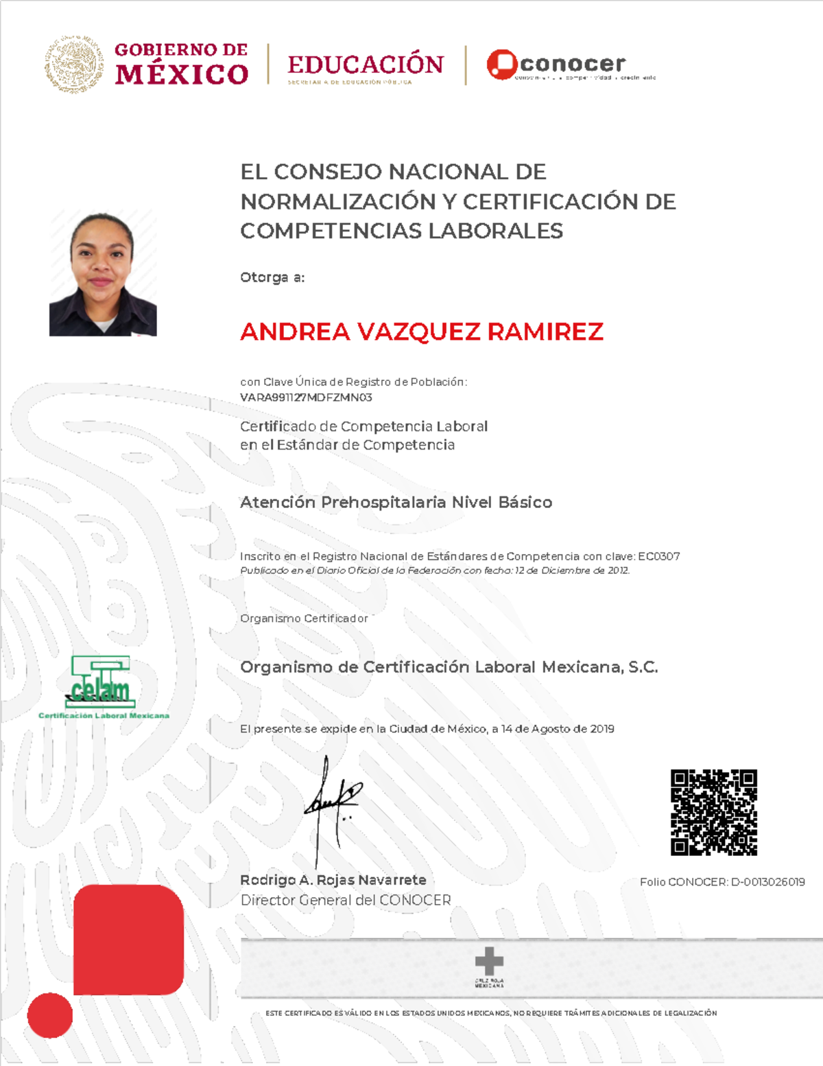 Conocer - Obtener.mas informacion - ESTE CERTIFICADO ES VÁLIDO EN LOS ESTADOS UNIDOS MEXICANOS ...