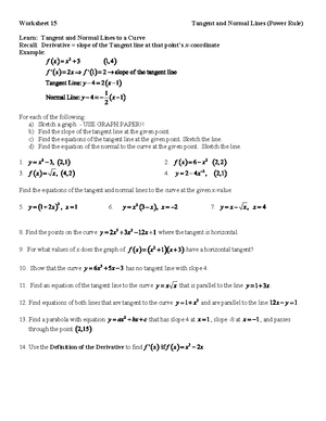 Worksheets on Differentiation - Worksheet on Differentiation Evaluate ...
