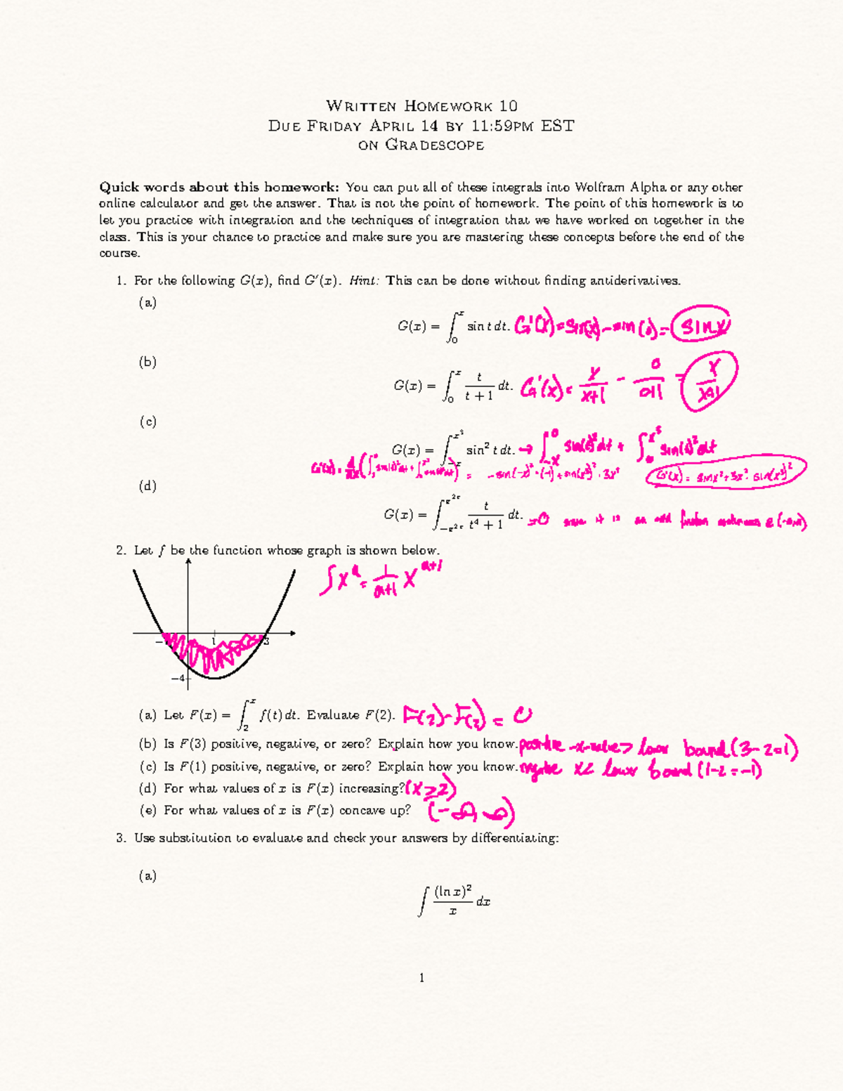 Homework 10 - Written Homework 10 Due Friday April 14 by 11:59pm EST on Gradescope Quick words ...