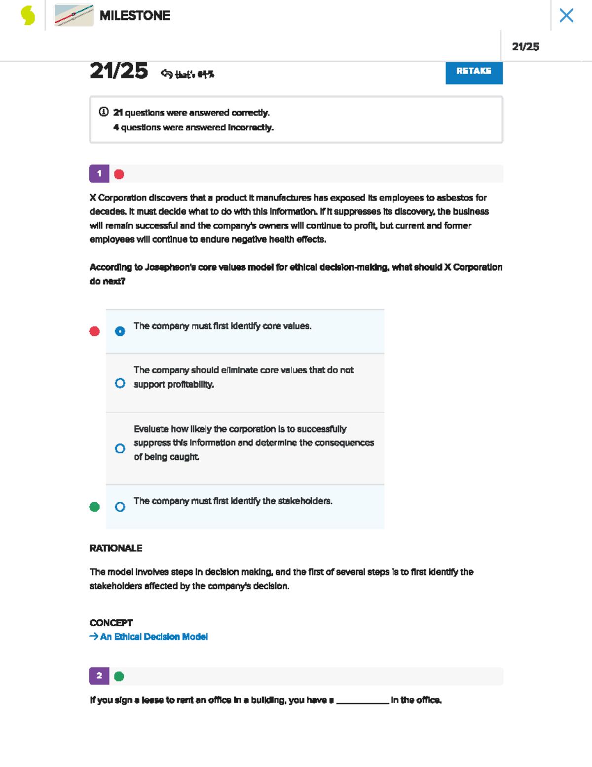 Final Milestone - MILESTONE X RETAKE i 21 questions were answered ...