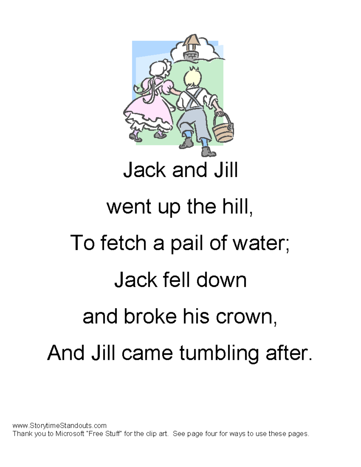 Jack and Jill - The story of Jack and Jill. - StorytimeStandouts Jack ...