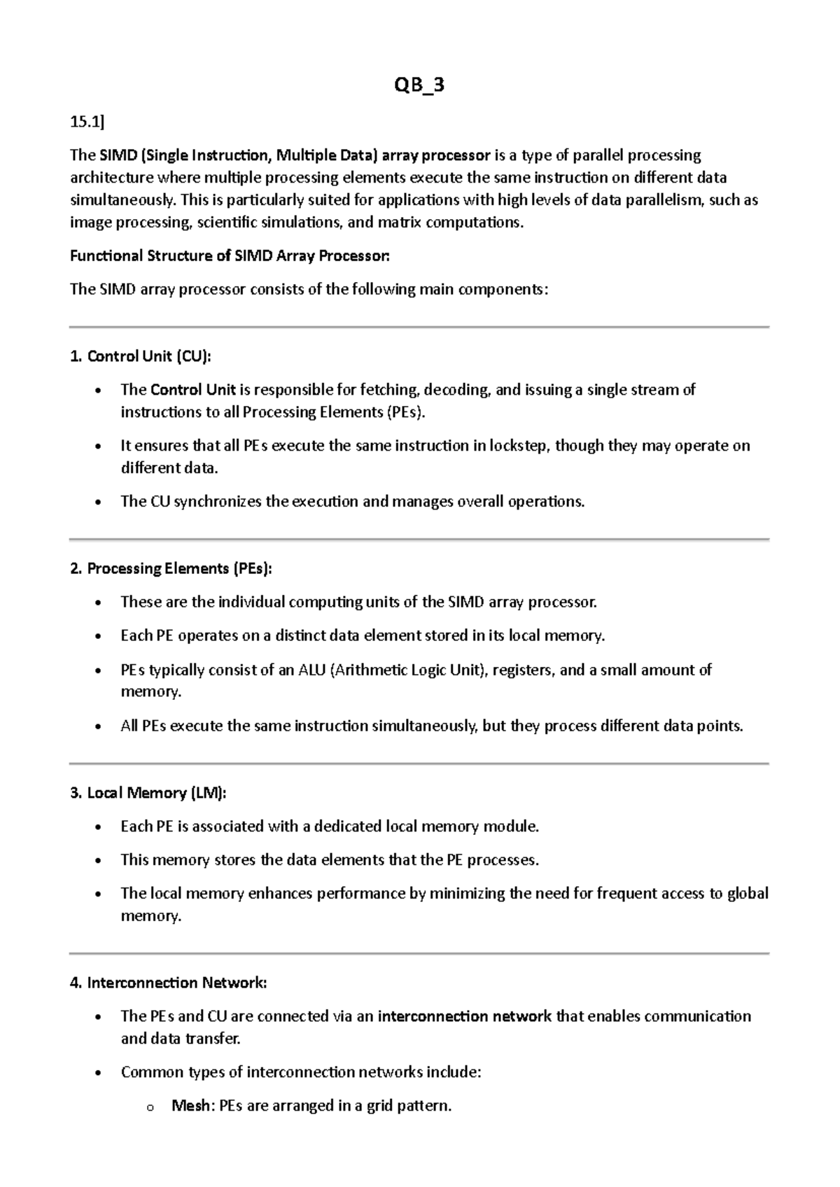 ACA 3 QB ans - new - suk question bank ans - QB_ 15] The SIMD (Single ...