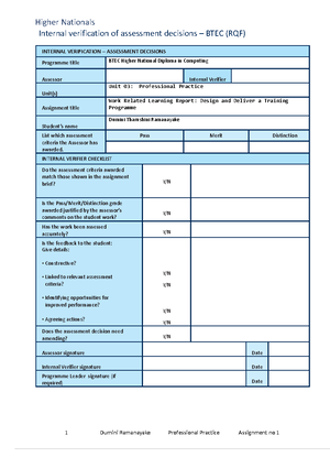 Assignment Brief - Professional Practice - Assignment Brief (RQF ...