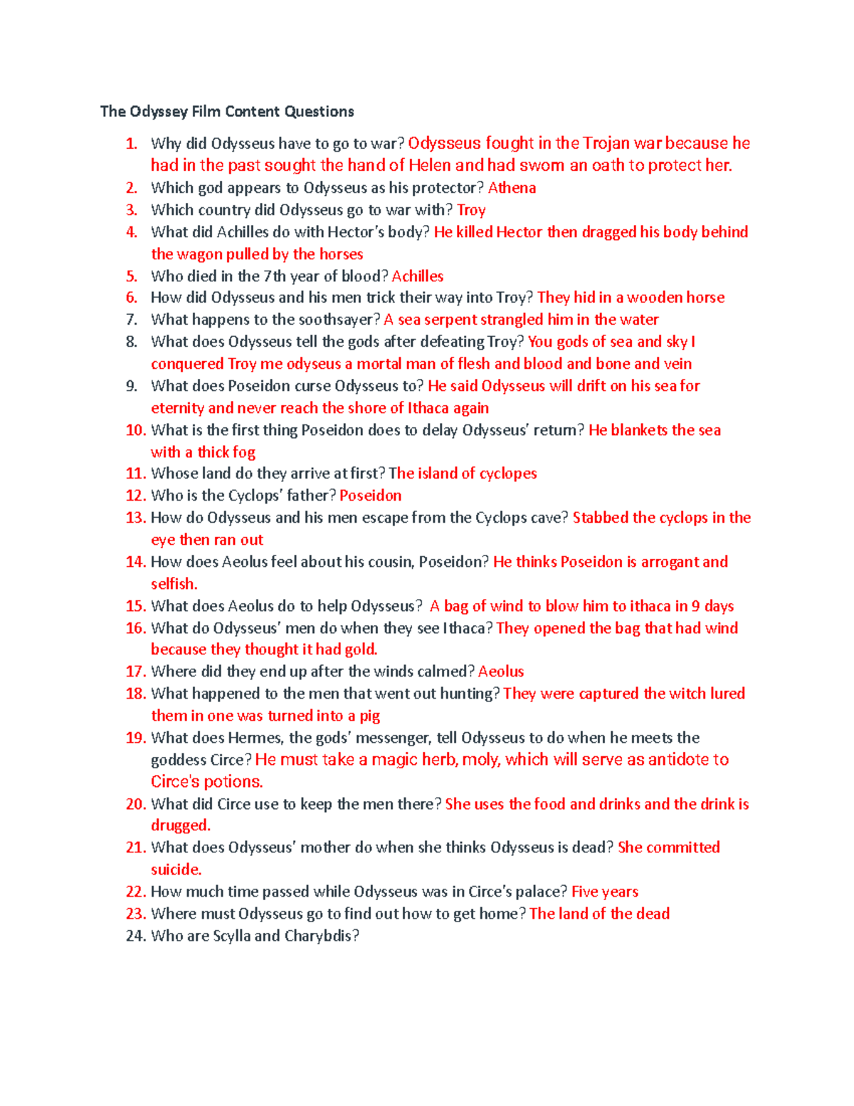 The Odyssey - Which god appears to Odysseus as his protector? Athena ...