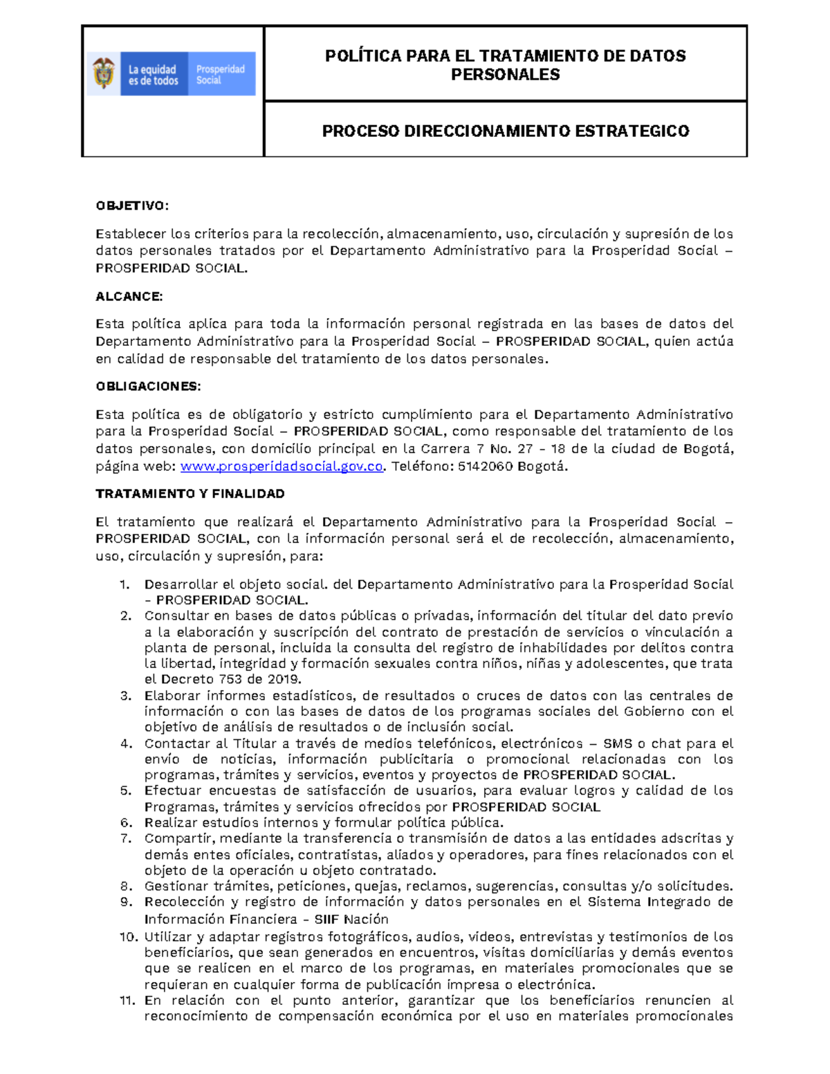 Politica de Tratamiento de Datos Personales v2 - PERSONALES PROCESO ...