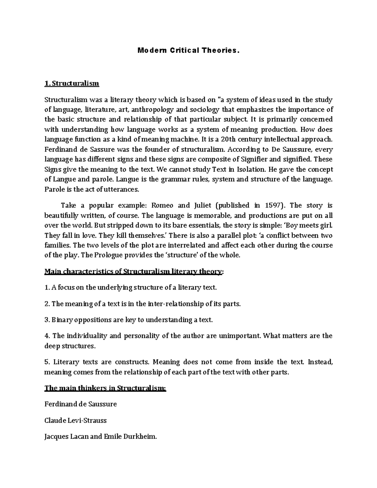 1 - modern literary theories - Modern Critical Theories. 1 ...