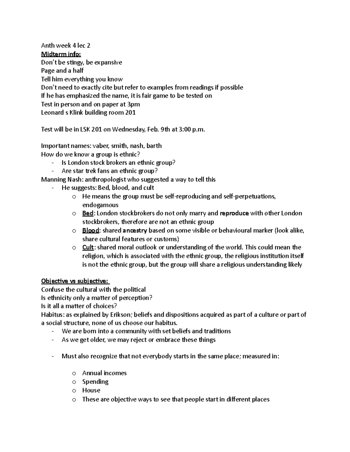 Anth week 4 lec 2 lecture notes online - ANTH 201A - UBC - Studocu