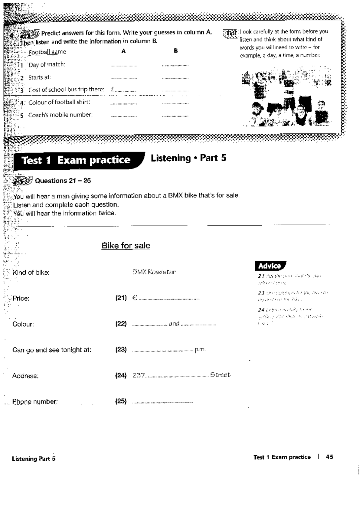 Training Test 1 listening 5 - 4 30 Predict answers for this form. Write ...