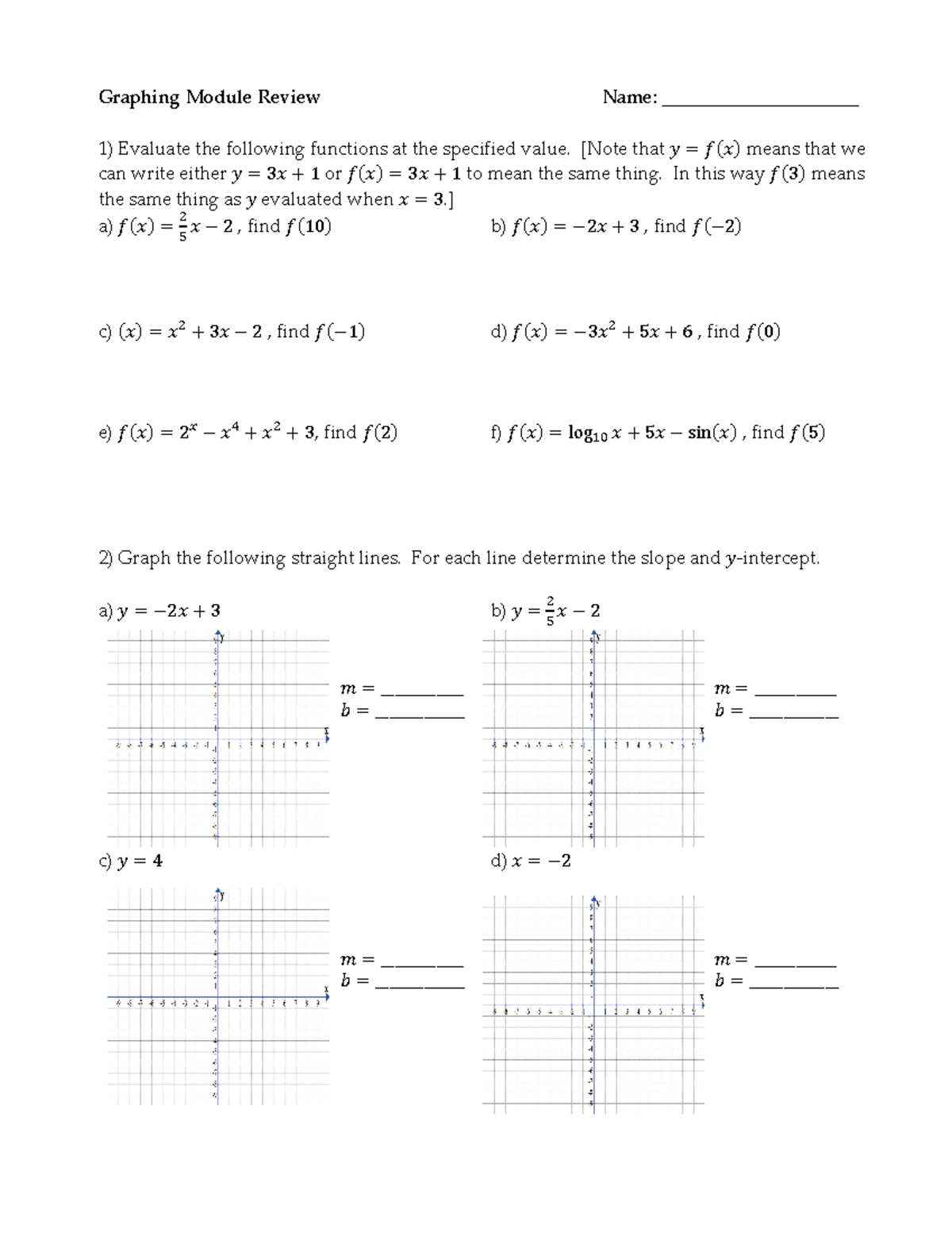 Graphing Module Review - [Note that 끫료 = 끫뢦(끫룊) means that we can write ...