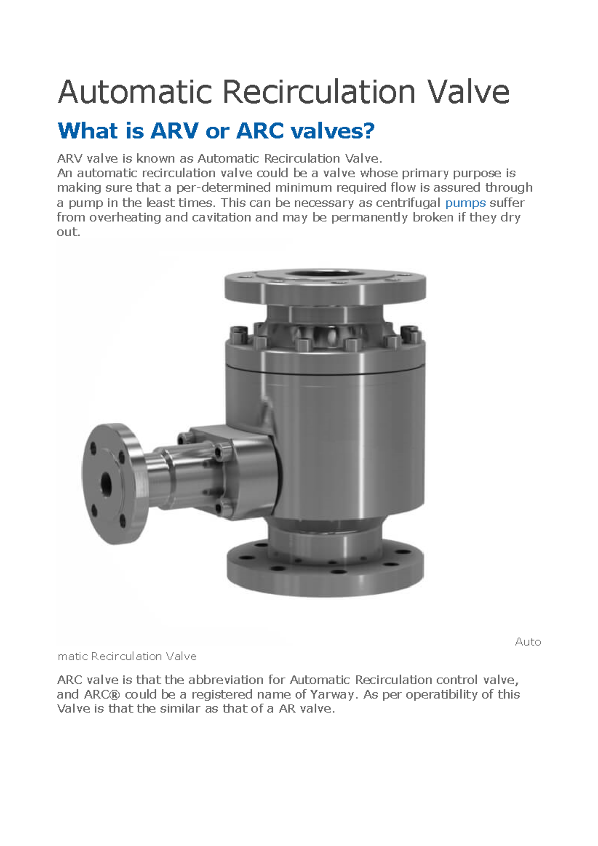 Automatic Recirculation Valve - An automatic recirculation valve could ...