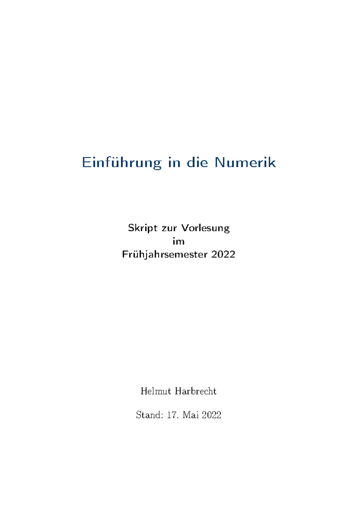 Mathe ma - Einführung in die Numerik Skript zur Vorlesung im ...