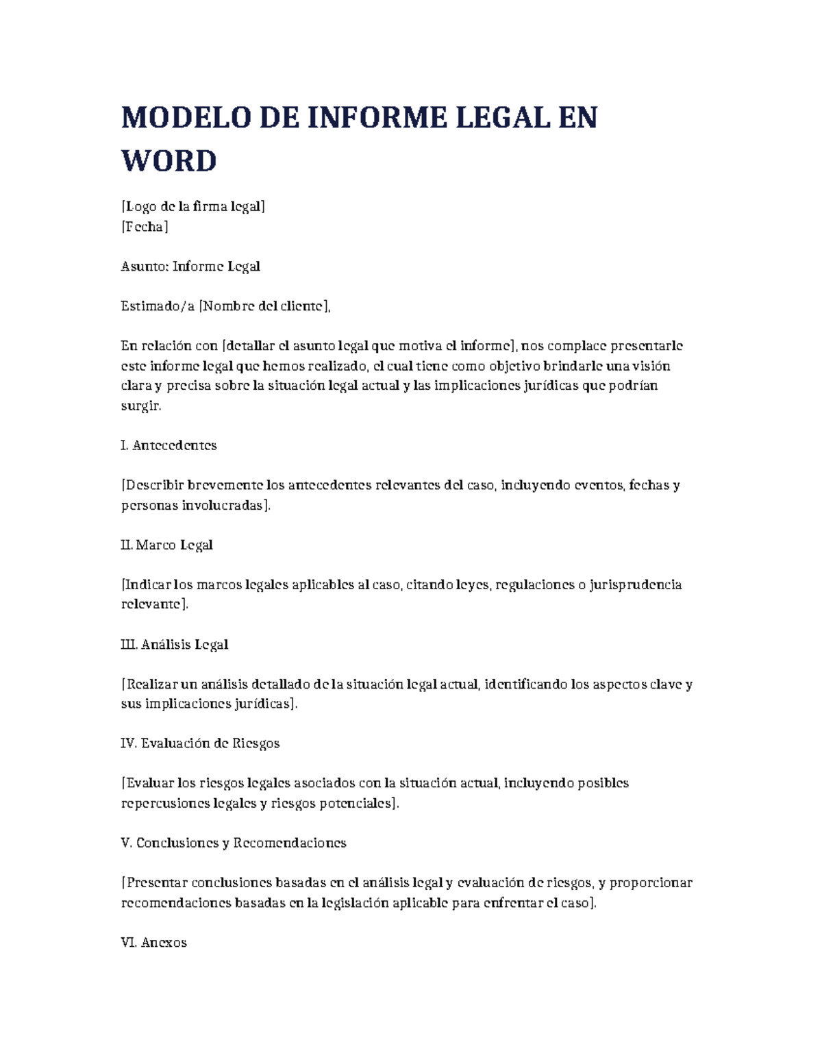 Modelo DE Informe Legal EN WORD - MODELO DE INFORME LEGAL EN WORD [Logo de la firma legal ...