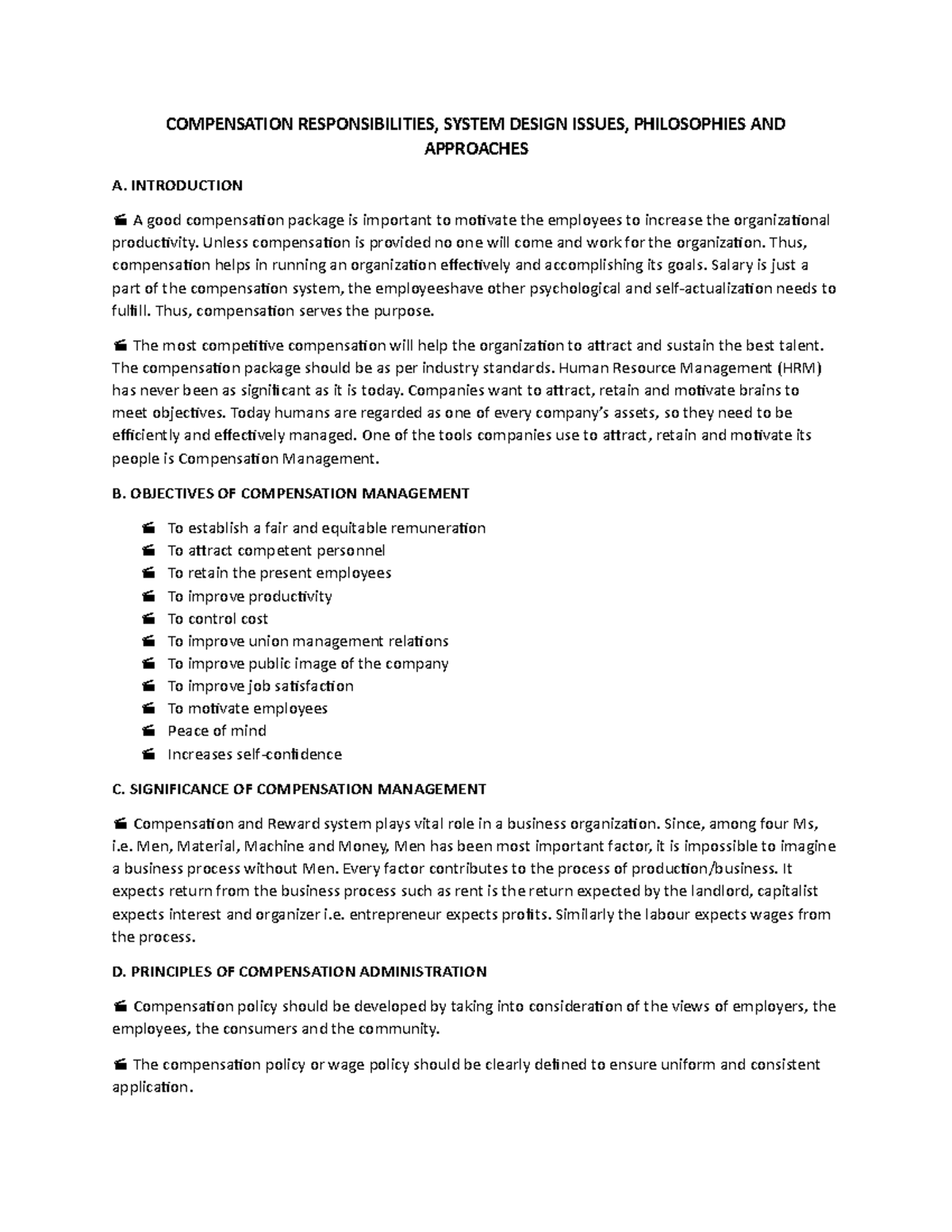 Compensation Responsibilities, System Design Issues - COMPENSATION ...