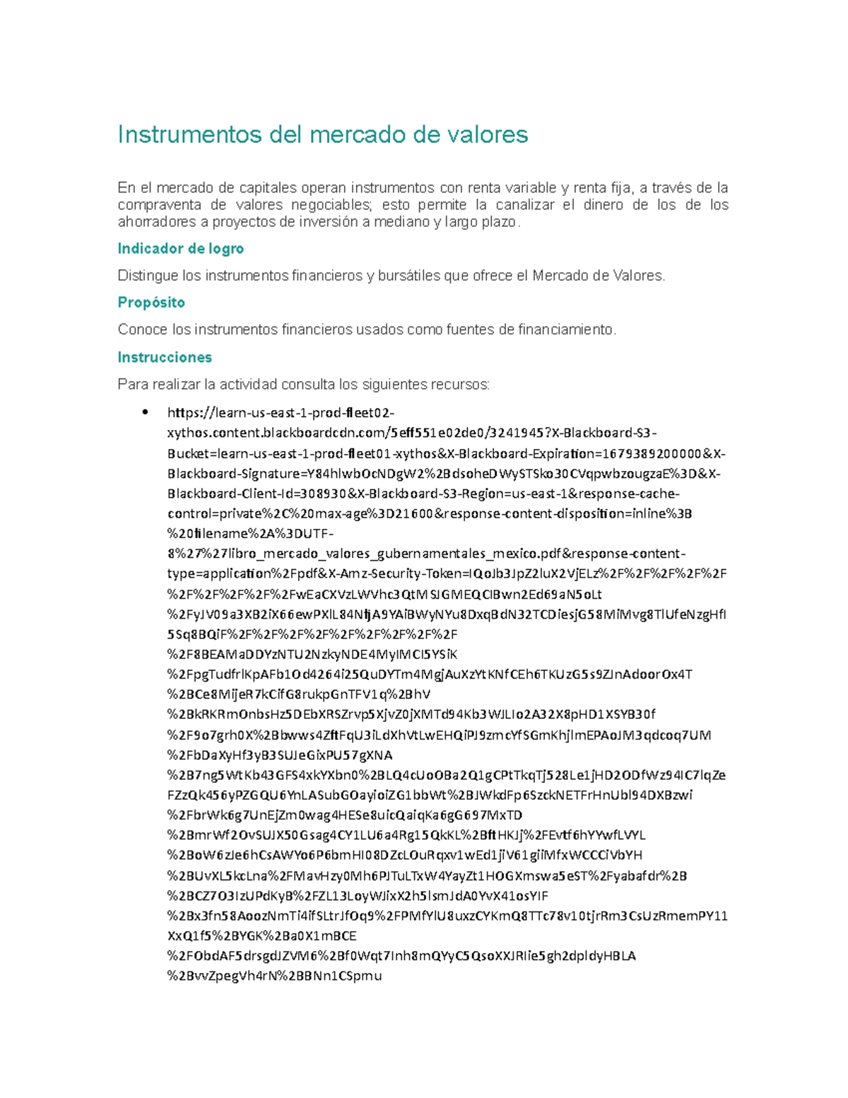 U3a1 - tarea - Instrumentos del mercado de valores En el mercado de capitales operan ...