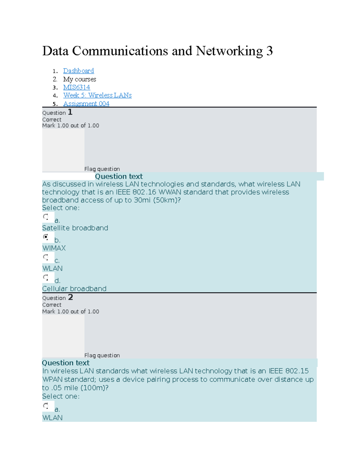 MIS6314 Assignment 004 - Data Communications and Networking 3 Dashboard ...