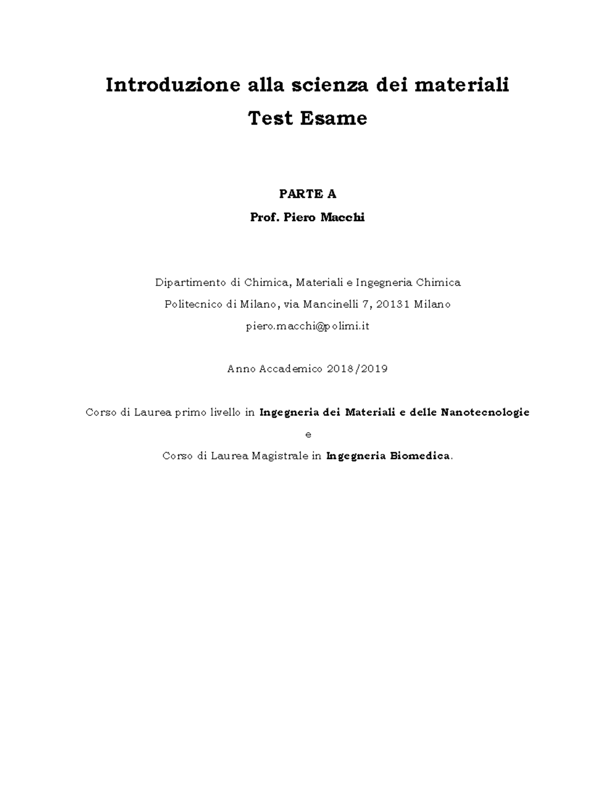 Simulazione d'esame - Warning: TT: undefined function: 32 Introduzione ...