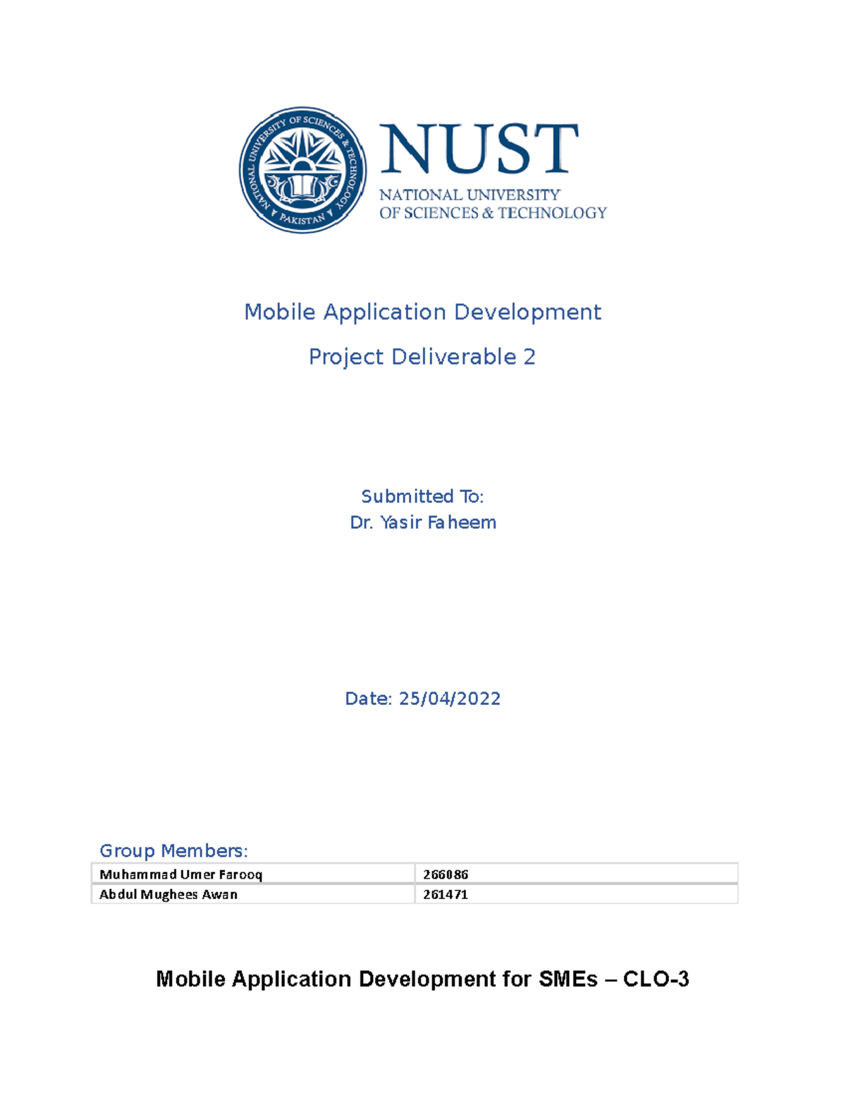 Assignment 2 - MAD for SMEs - Mobile Application Development Project Deliverable 2 Submitted To ...