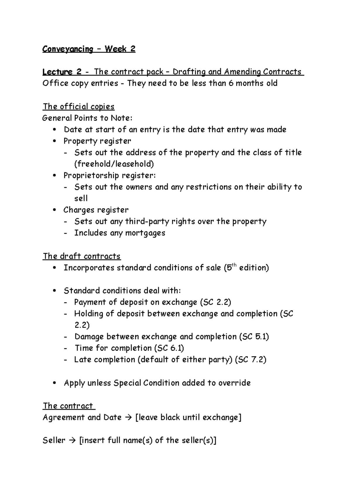Conveyancing 2 - Will the purchaser be bound by all of them]? Title ...
