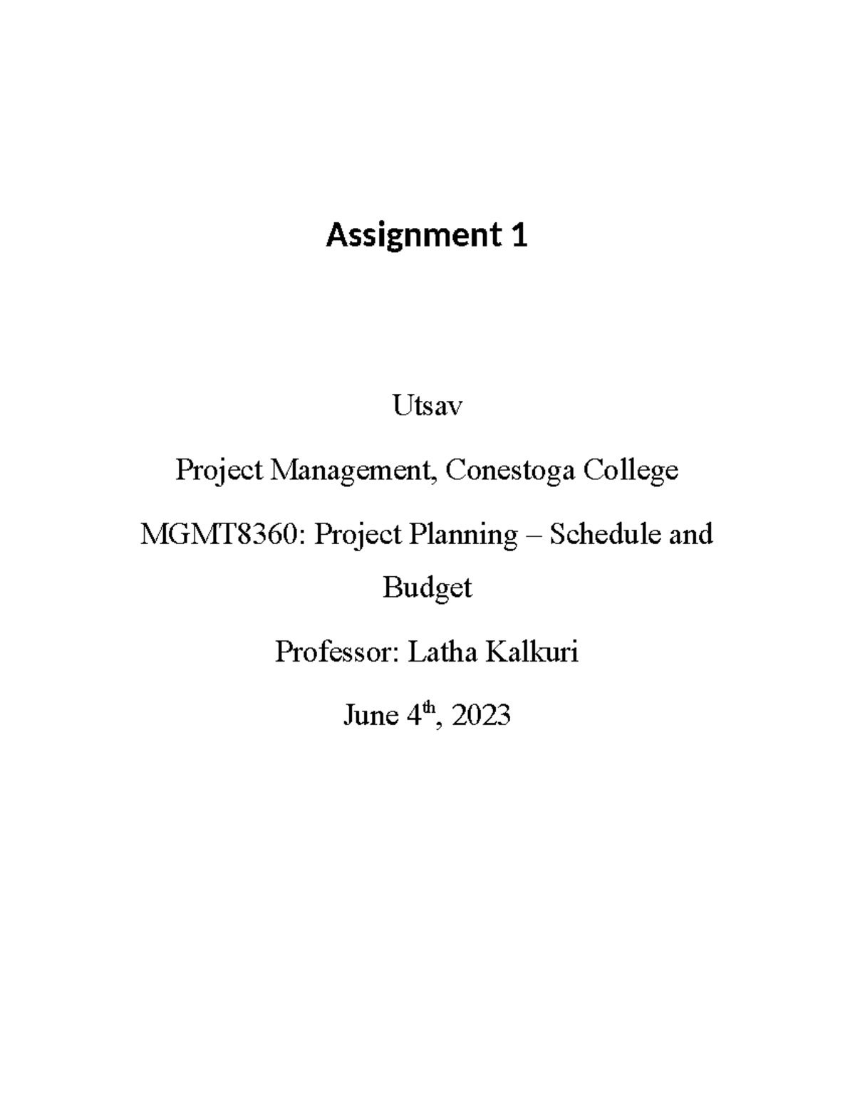 Baseball Stadium - assignment 2 - Assignment 1 Utsav Project Management, Conestoga College ...