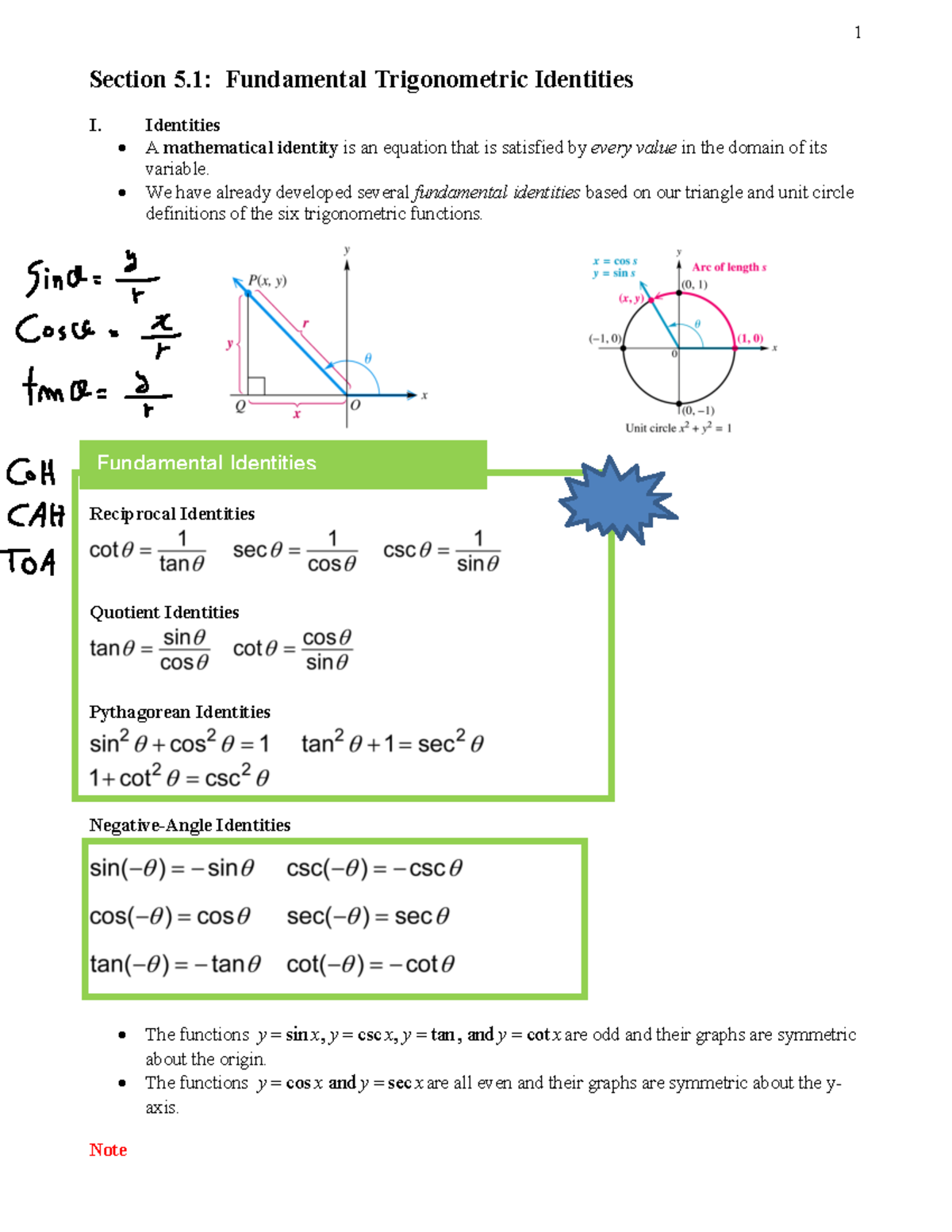 Kekwjdkdkeidbxb - Section 5: Fundamental Trigonometric Identities I ...