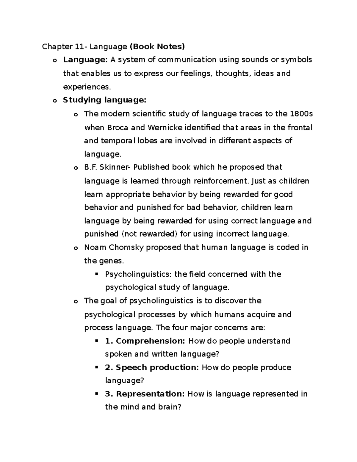 Chapter 11- Language - o Studying language: o The modern scientific ...